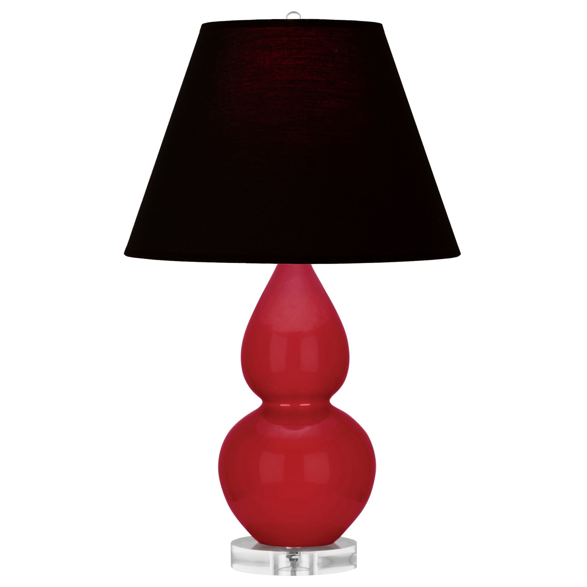 Double Gourd 22"H Ruby Red And Lucite Lamp w/ Ink And Rose Shade ...