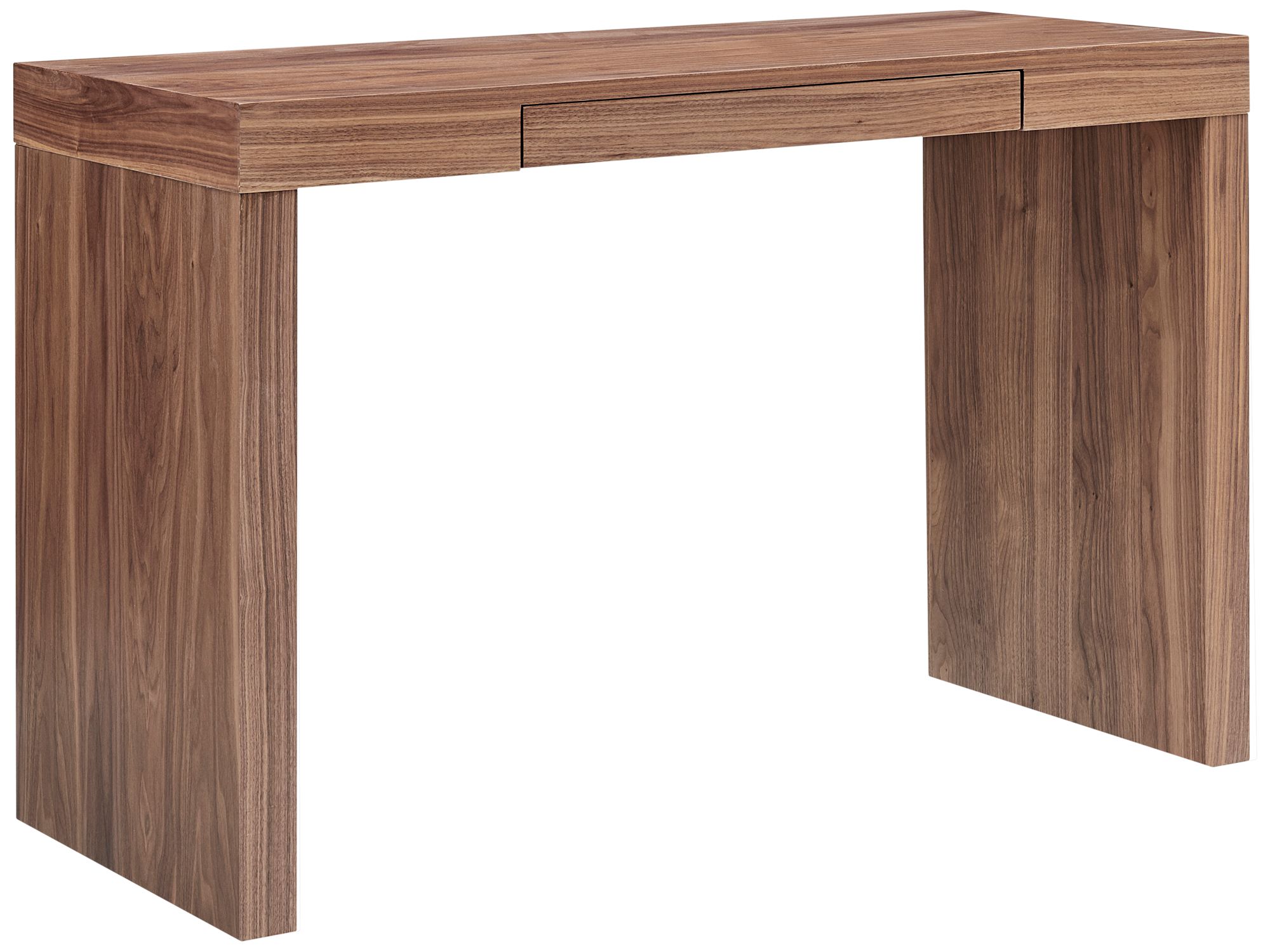 Doug 47" Wide American Walnut Veneer Wood 1-Drawer Desk - #155H7 ...