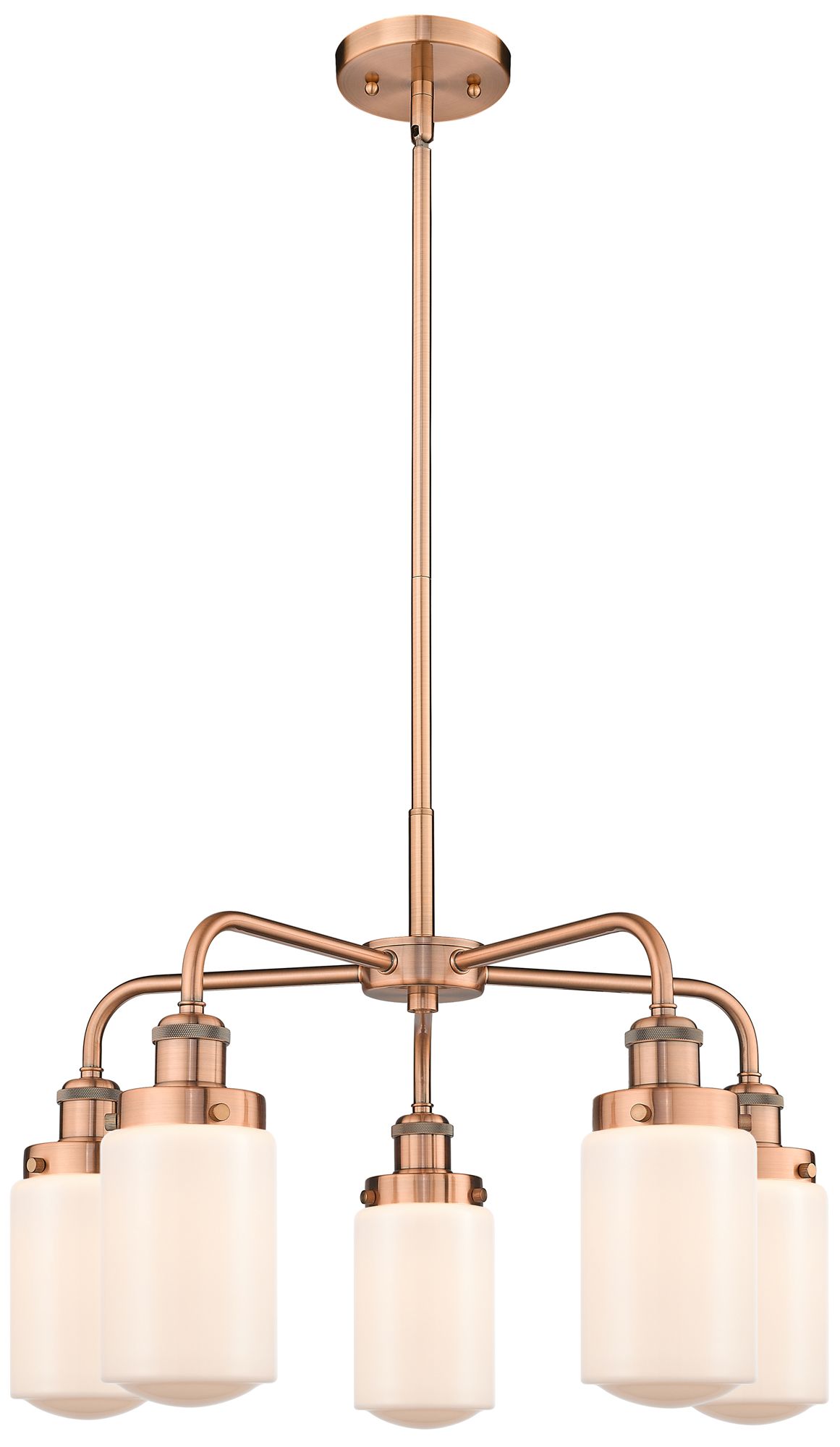 Dover 22.5"W 5 Light Antique Copper Stem Hung Chandelier w/ White Shad ...