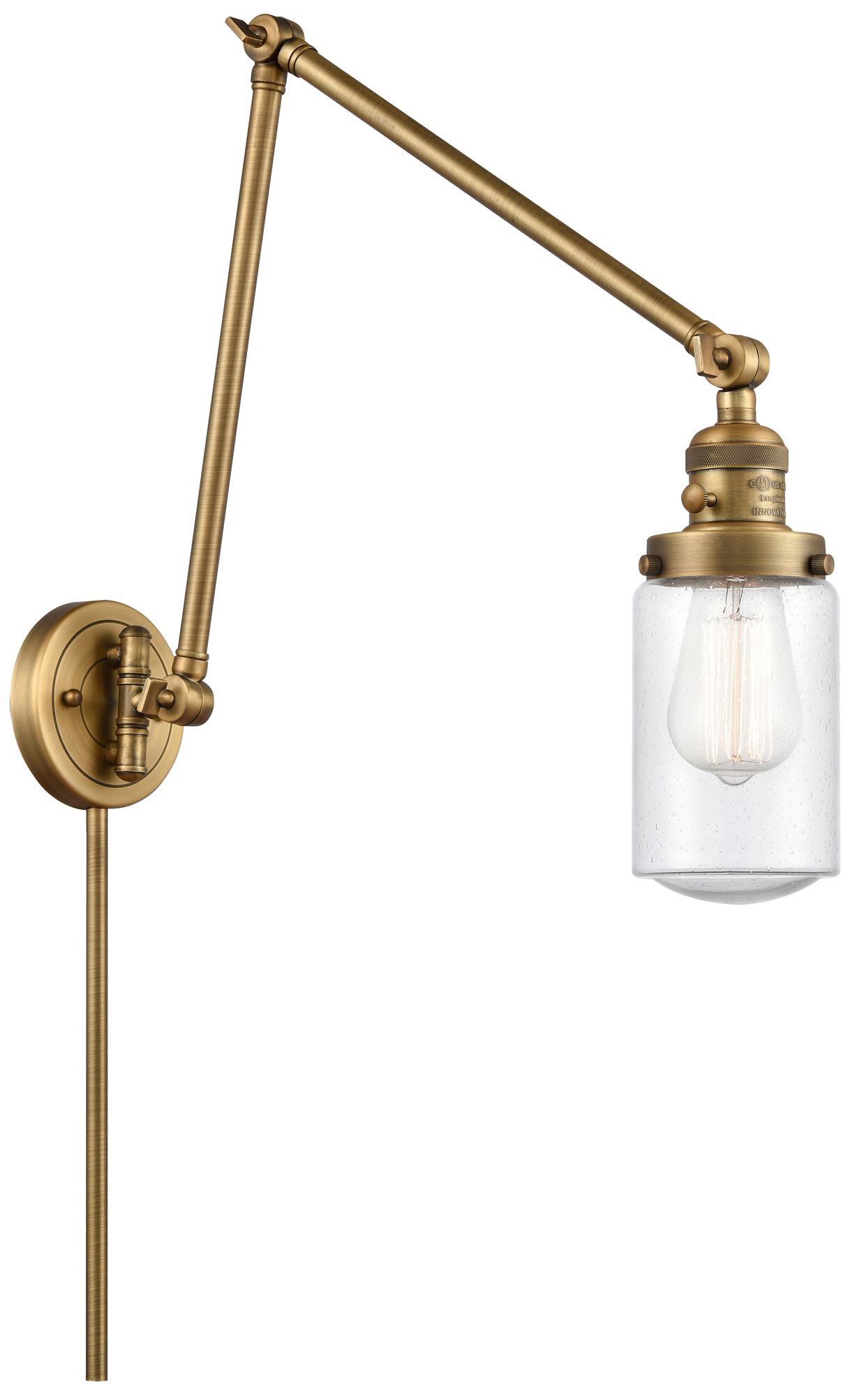 Dover 30.75" High Brushed Brass Double Extension Swing Arm w/ Seedy Sh - #124V7 | Lamps Plus