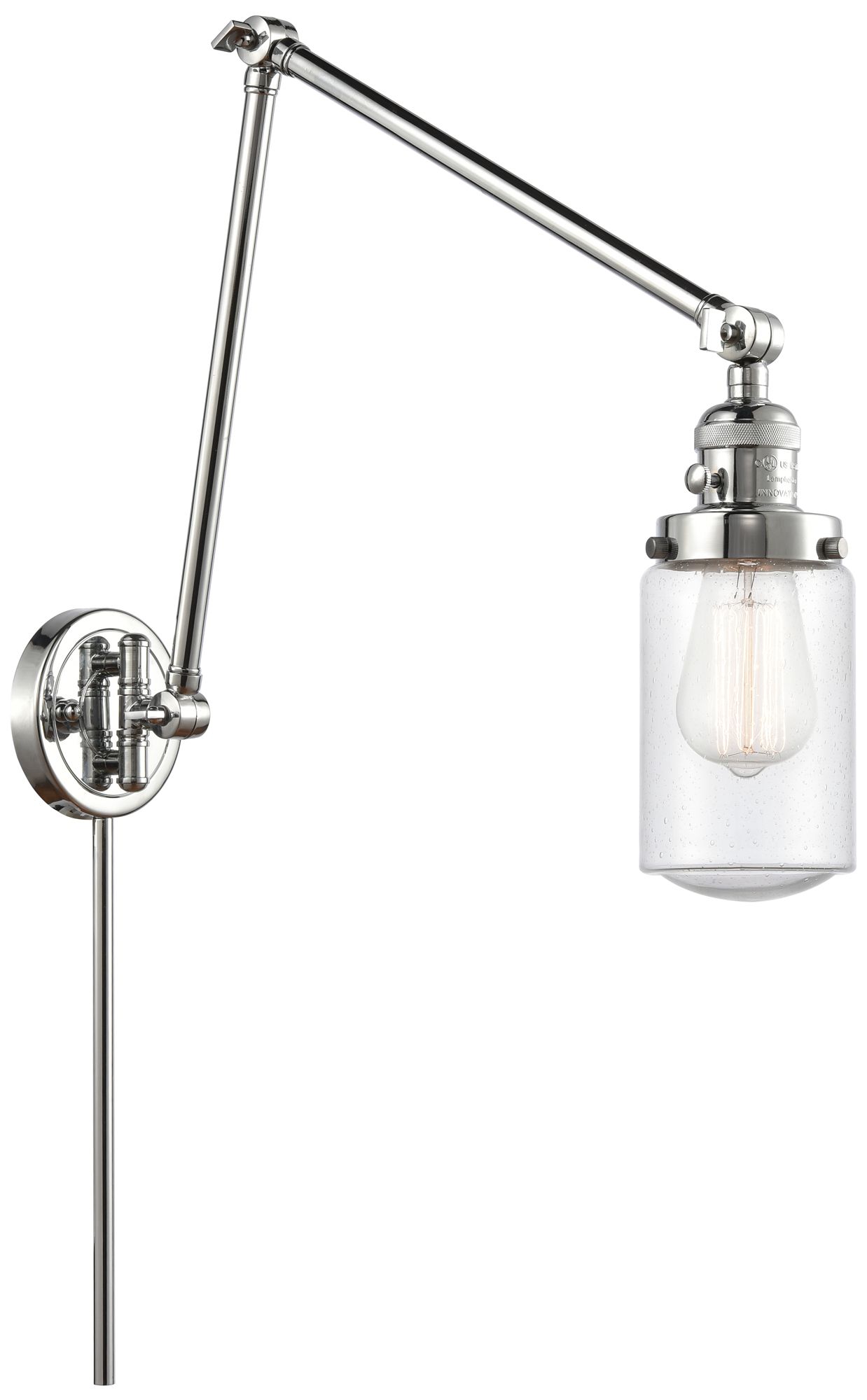 Dover 30.75" High Chrome Double Extension Swing Arm w/ Seedy Shade - #163V7 | Lamps Plus