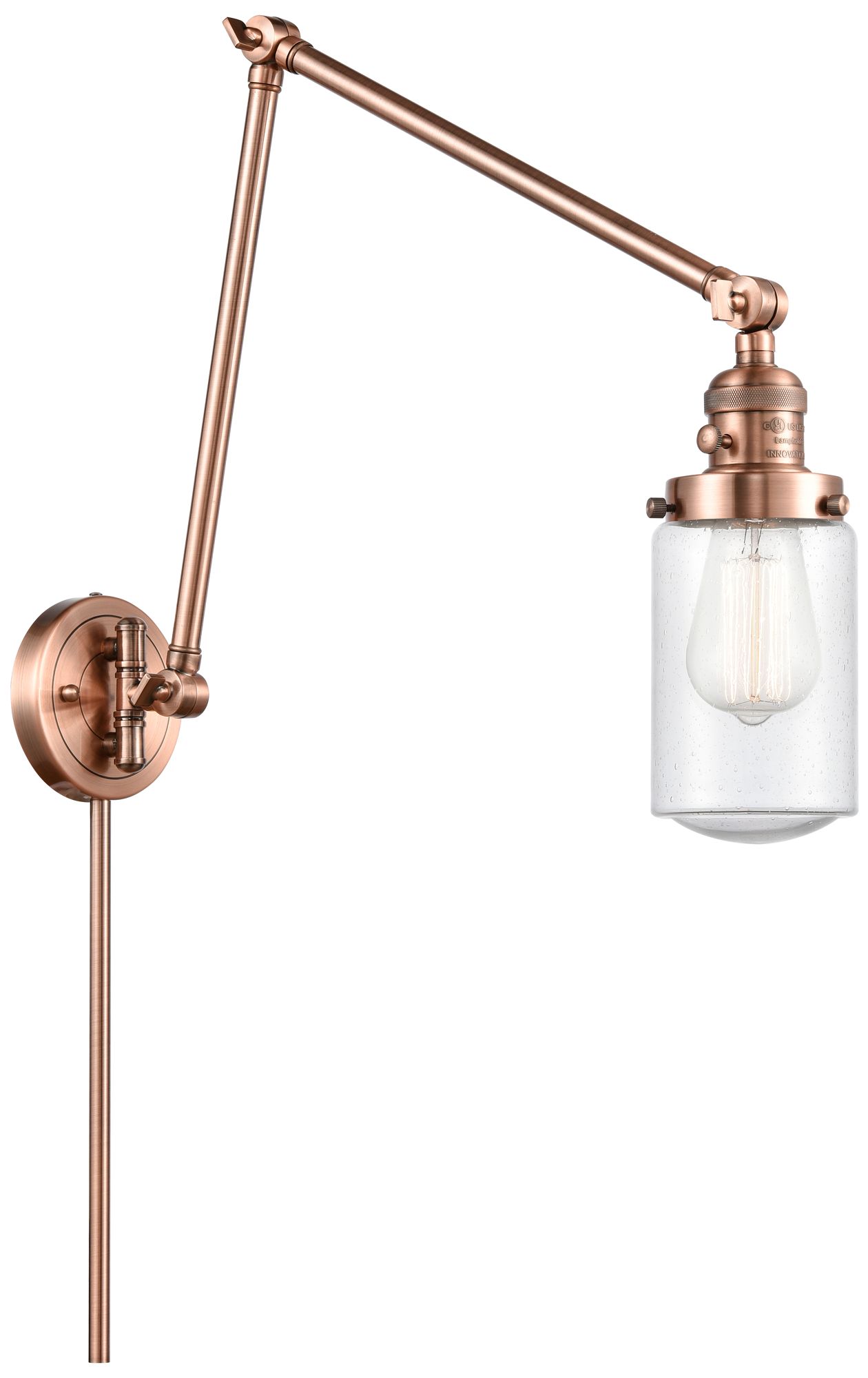 Dover 30.75" High Copper Double Extension Swing Arm w/ Seedy Shade - #090V7 | Lamps Plus