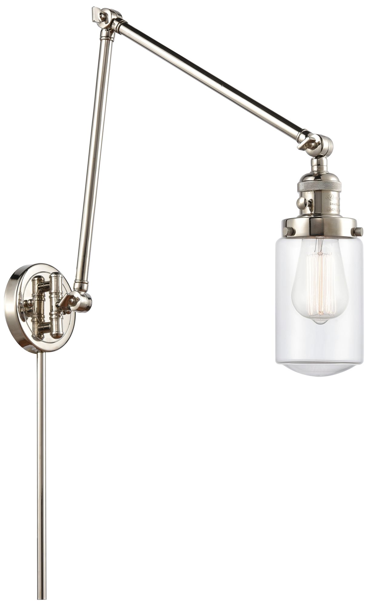 Dover 30.75"H Polished Nickel Double Extension Swing Arm w/ Clear Shad ...