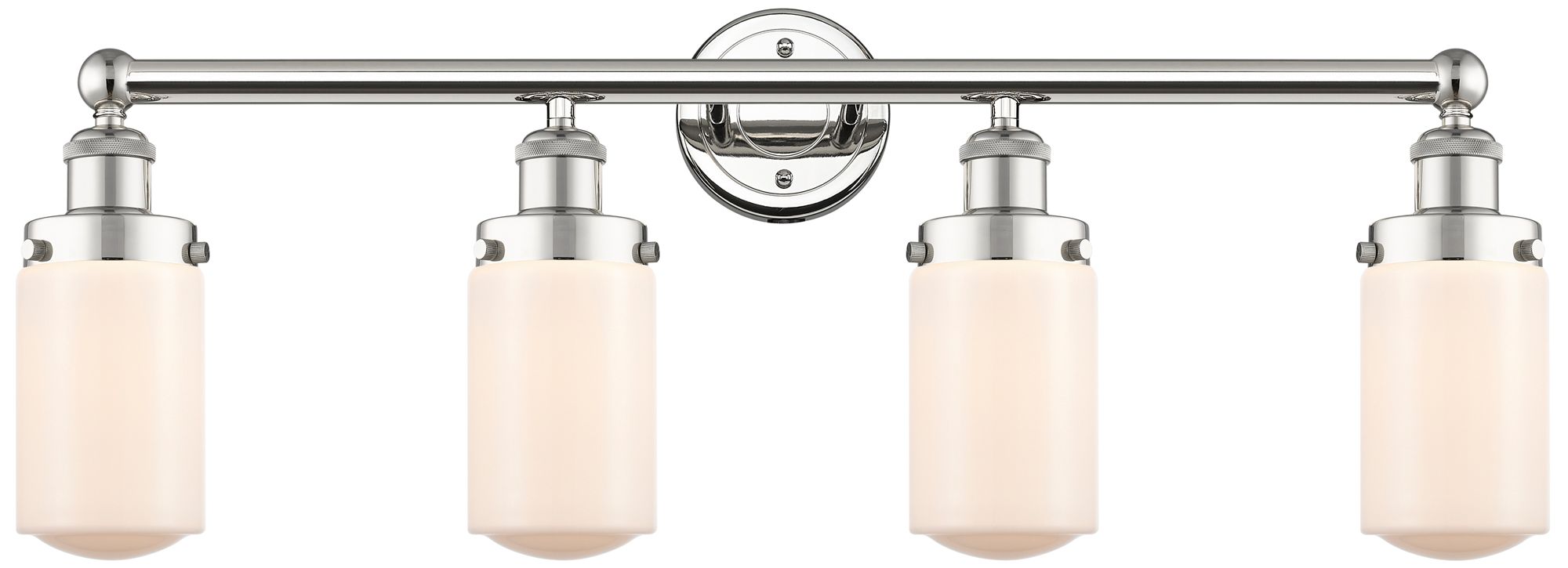 Dover 33.5"W 4 Light Polished Nickel Bath Vanity Light With White Shad ...