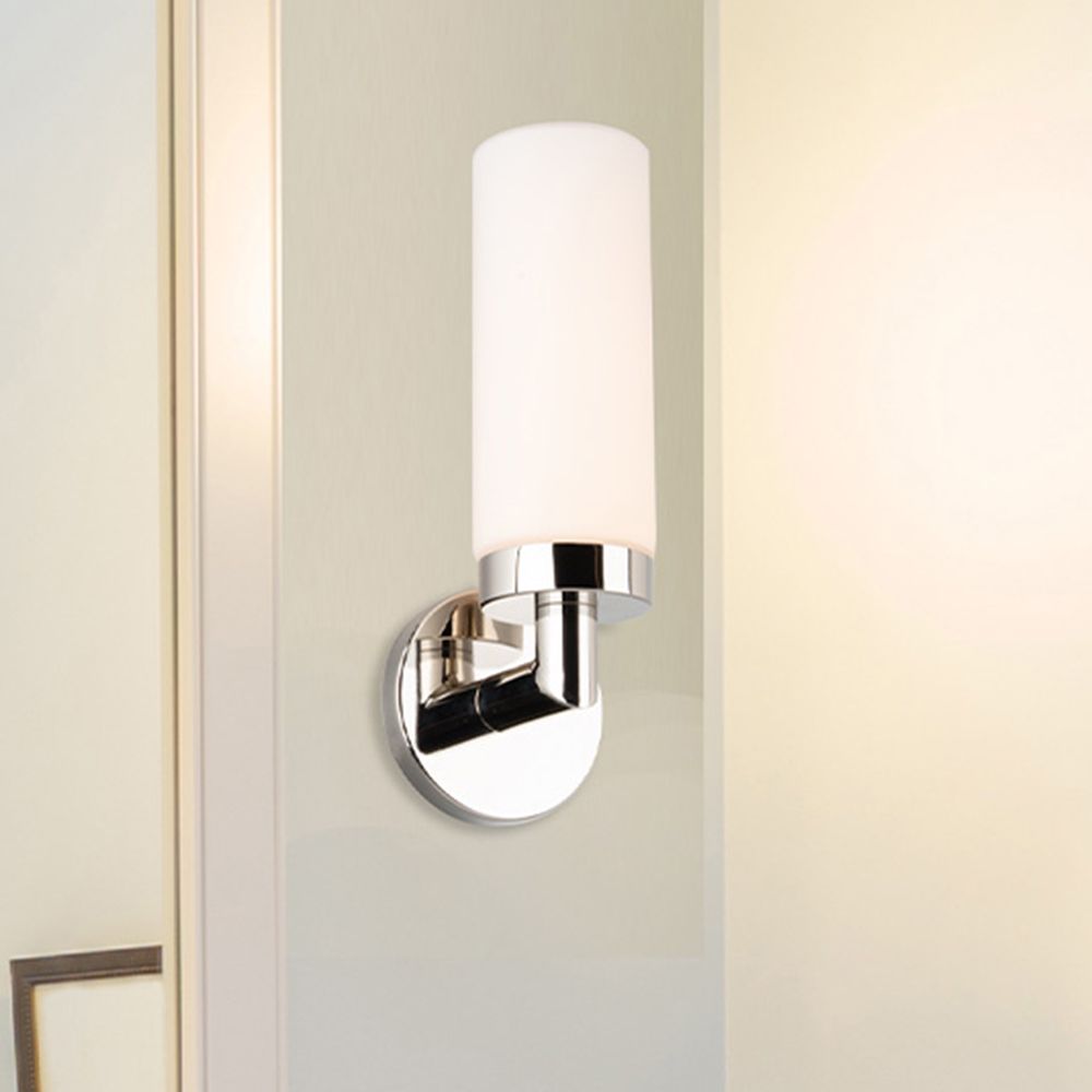 Drake 14" High 1-Light Nickel and White Glass LED Bath Vanity Light ...