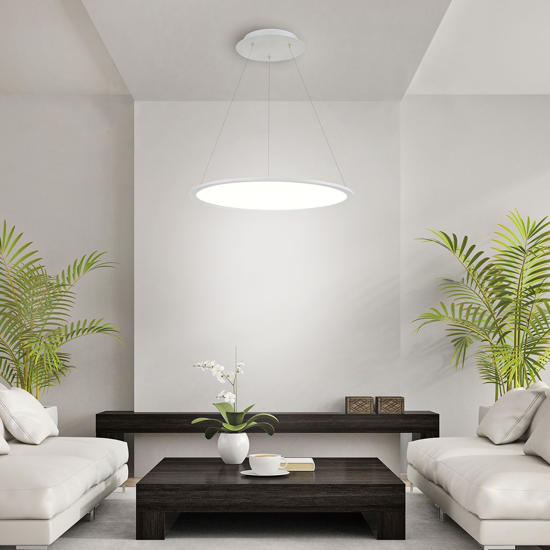 dweLED Illusion 35" Wide Titanium LED Pendant Light - #39H56 | Lamps Plus