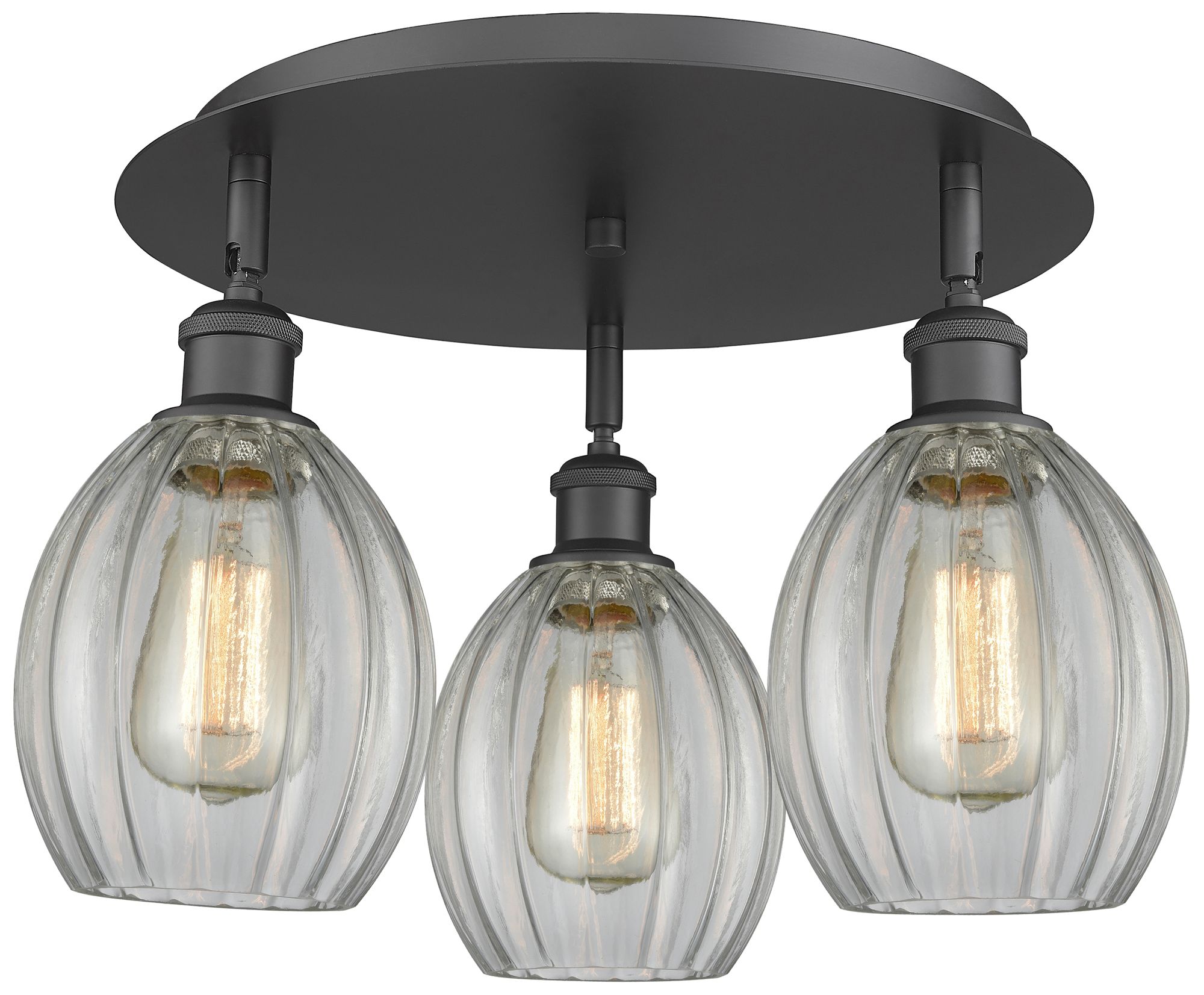 Eaton 17 1/4"W Black 3-Light Ceiling Light with Clear Shades - #4219A ...