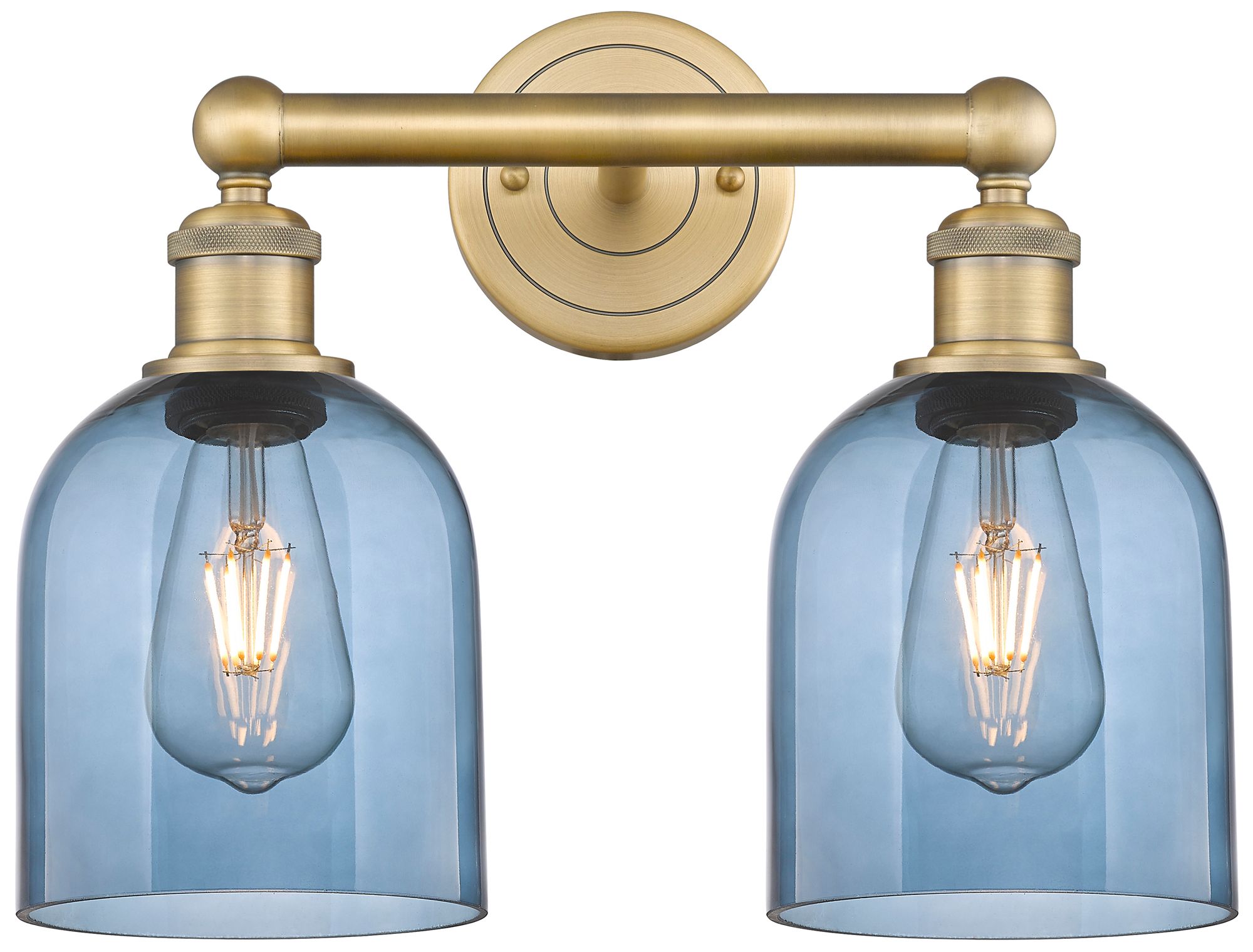 Edison Bella 14.5"W 2 Light Brushed Brass Bath Light w/ Princess Blue ...