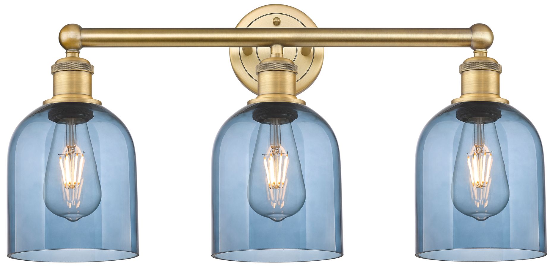 Edison Bella 23.5"W 3 Light Brushed Brass Bath Light w/ Princess Blue ...