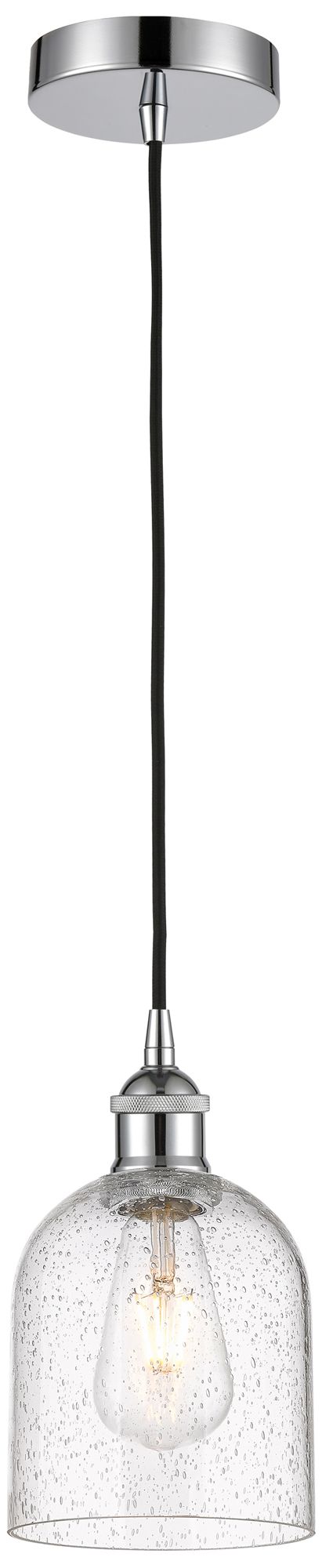 Edison Bella 5.5" Wide Polished Chrome Corded Mini Pendant w/ Seedy Sh ...