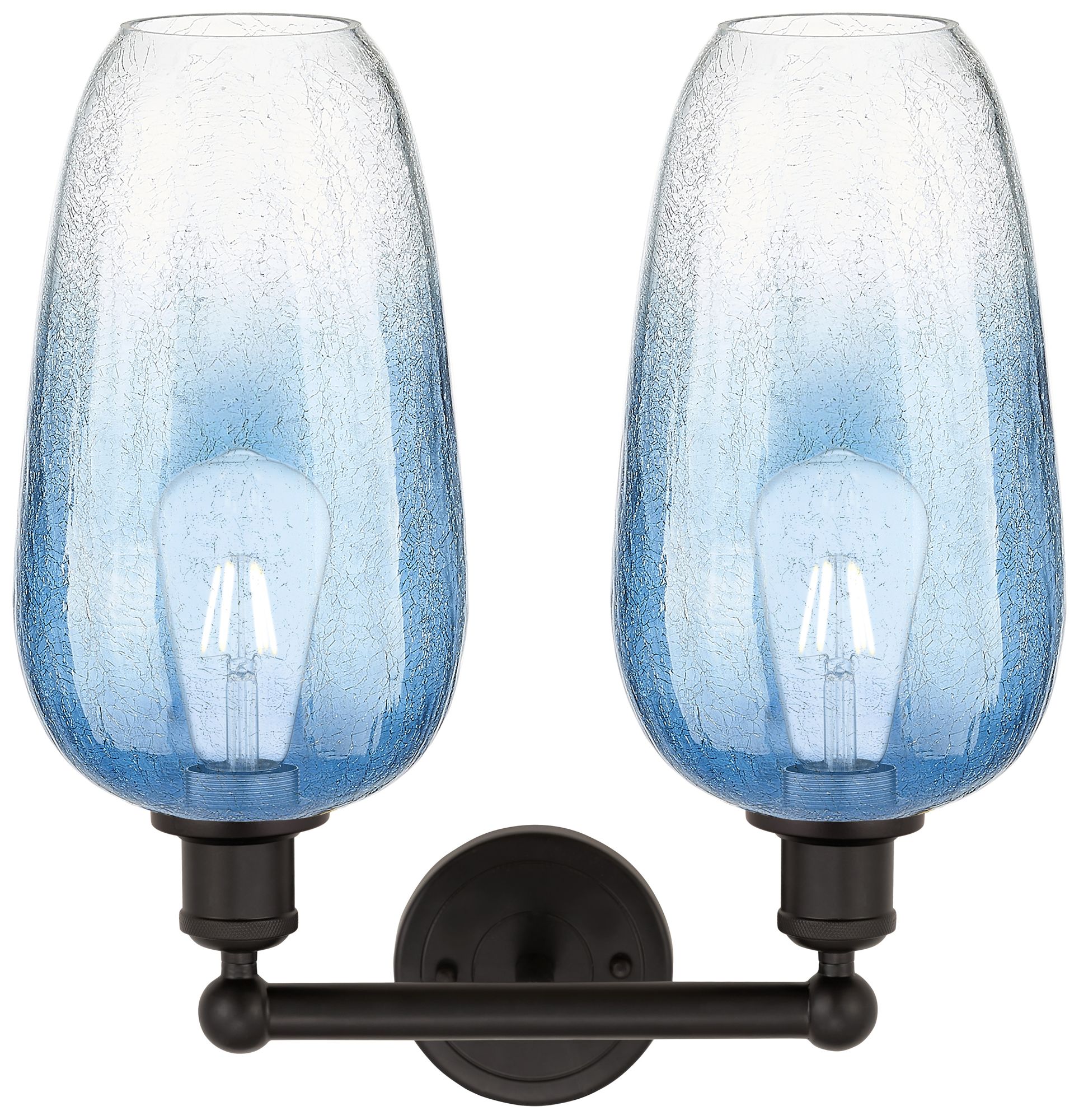 Edison Brookhaven Flute 16"W 2-Lt Oiled Bronze Vanity w/ Sapphire Shade ...