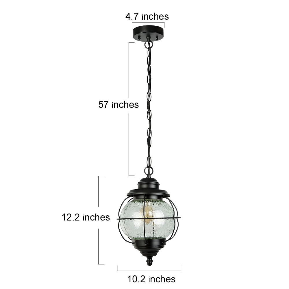 Edith 12.2" High Black Glass Outdoor Hanging Light - #830H9 | Lamps Plus