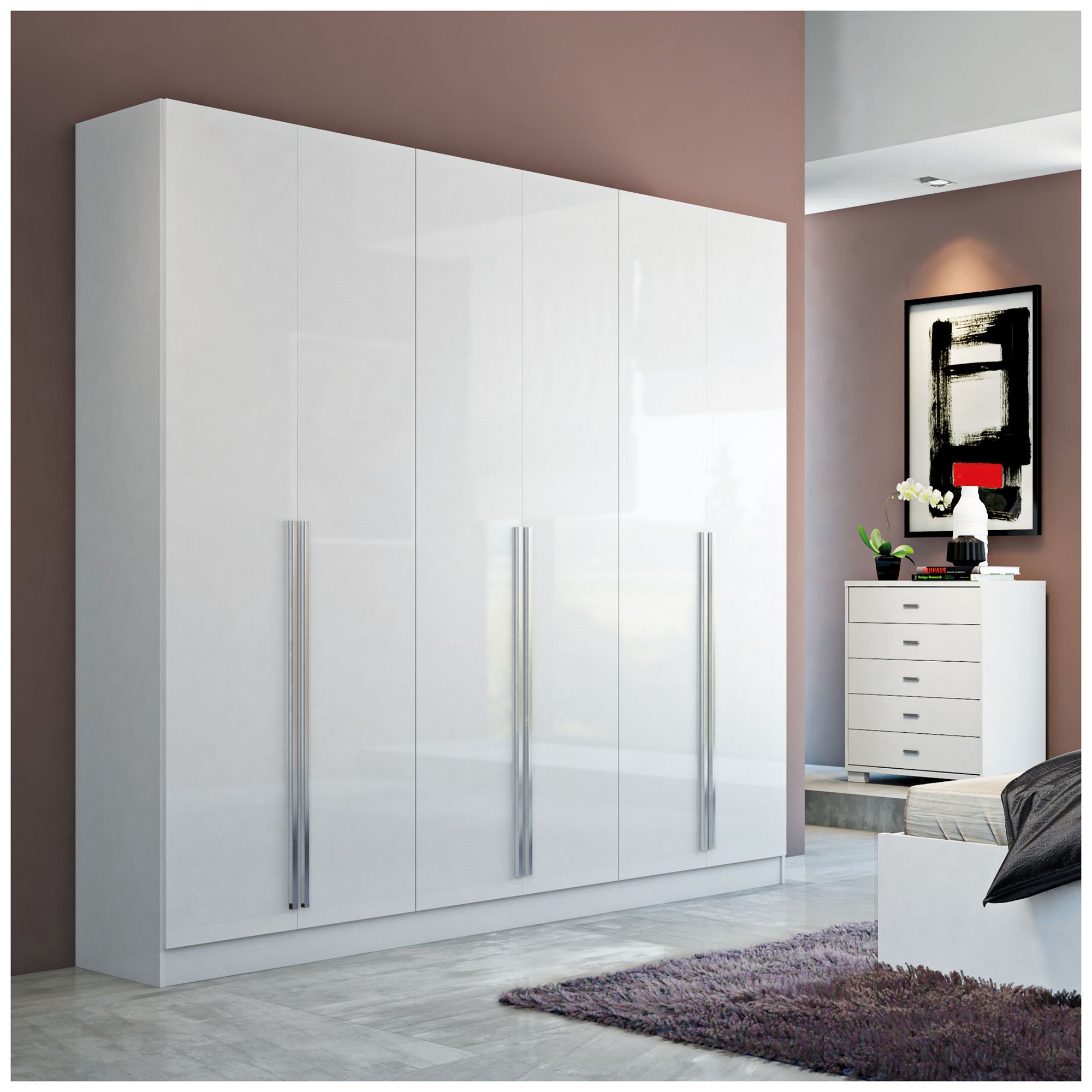 Eldridge 90 1/2" Wide White Gloss 4-Drawer Armoire - #9V009 | Lamps Plus