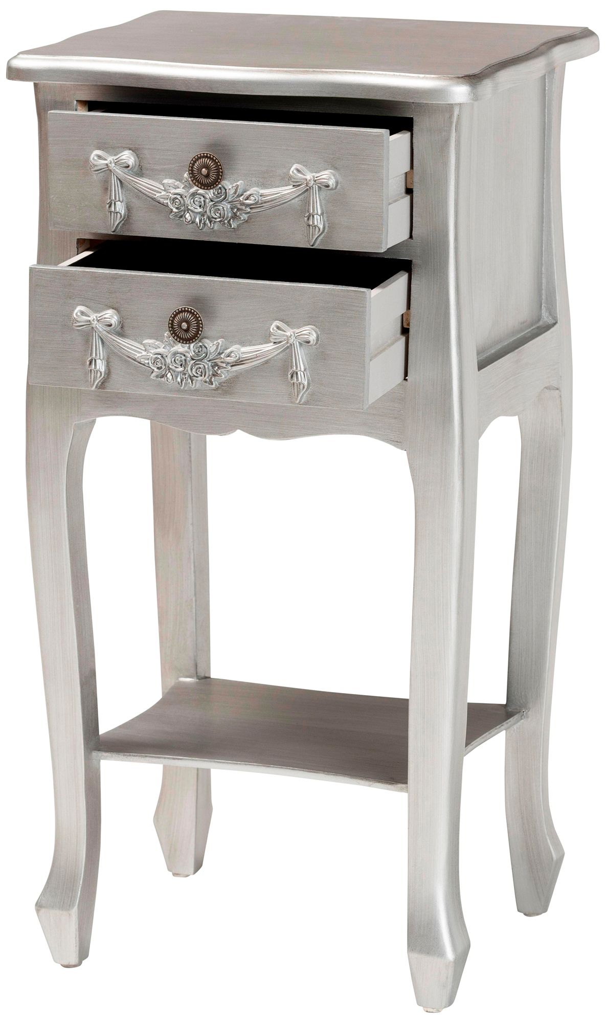 Eliya 15 3/4" Wide Brushed Silver Wood 2-Drawer Nightstands Set of 2 ...