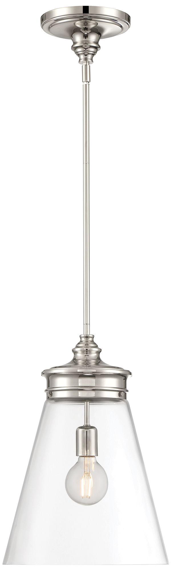 Emma 1-Light Glass Pendant - Polished Nickel - #9169E | Lamps Plus