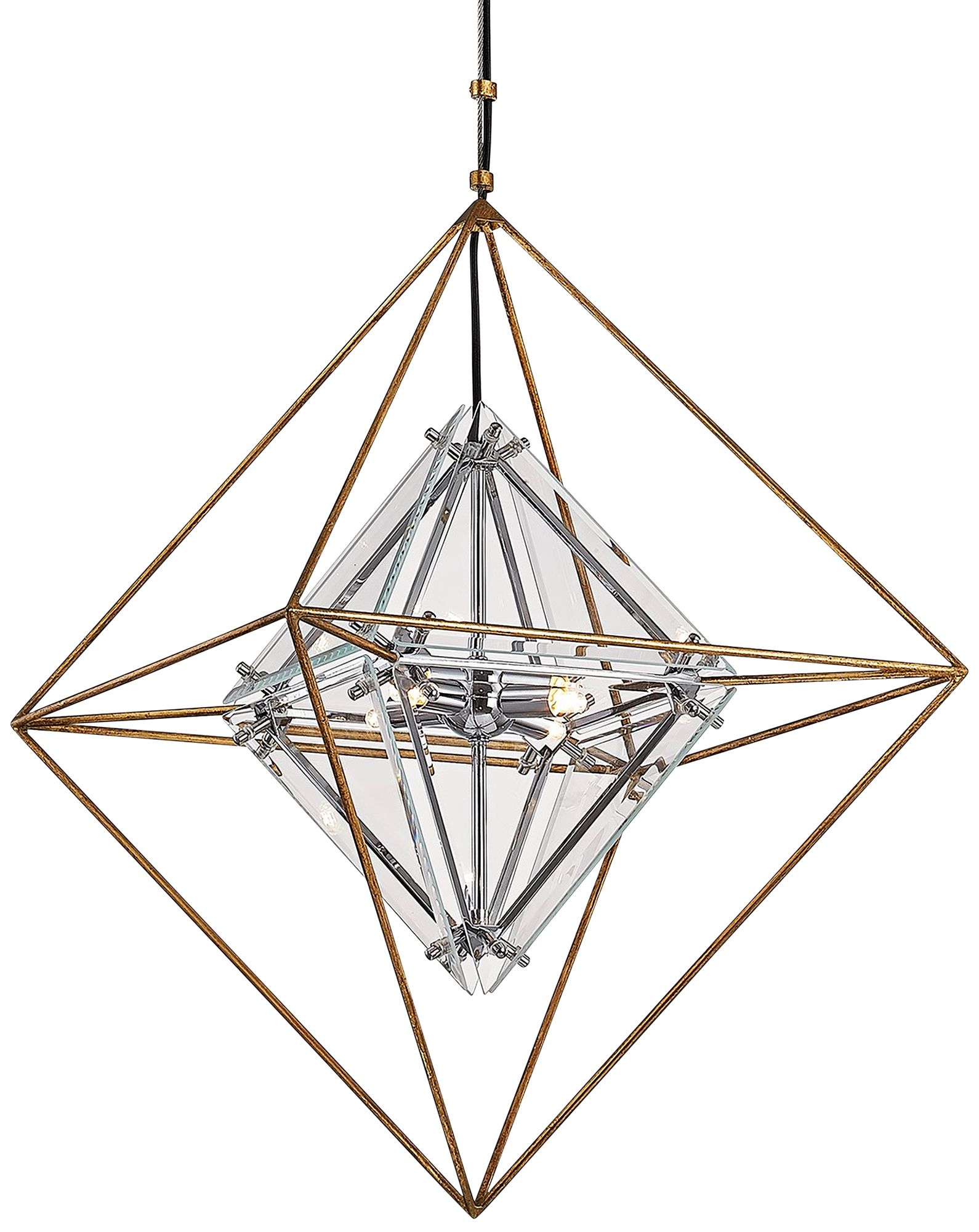 Epic 18" Wide Gold Leaf Diamond Pendant Light - #76H84 | Lamps Plus