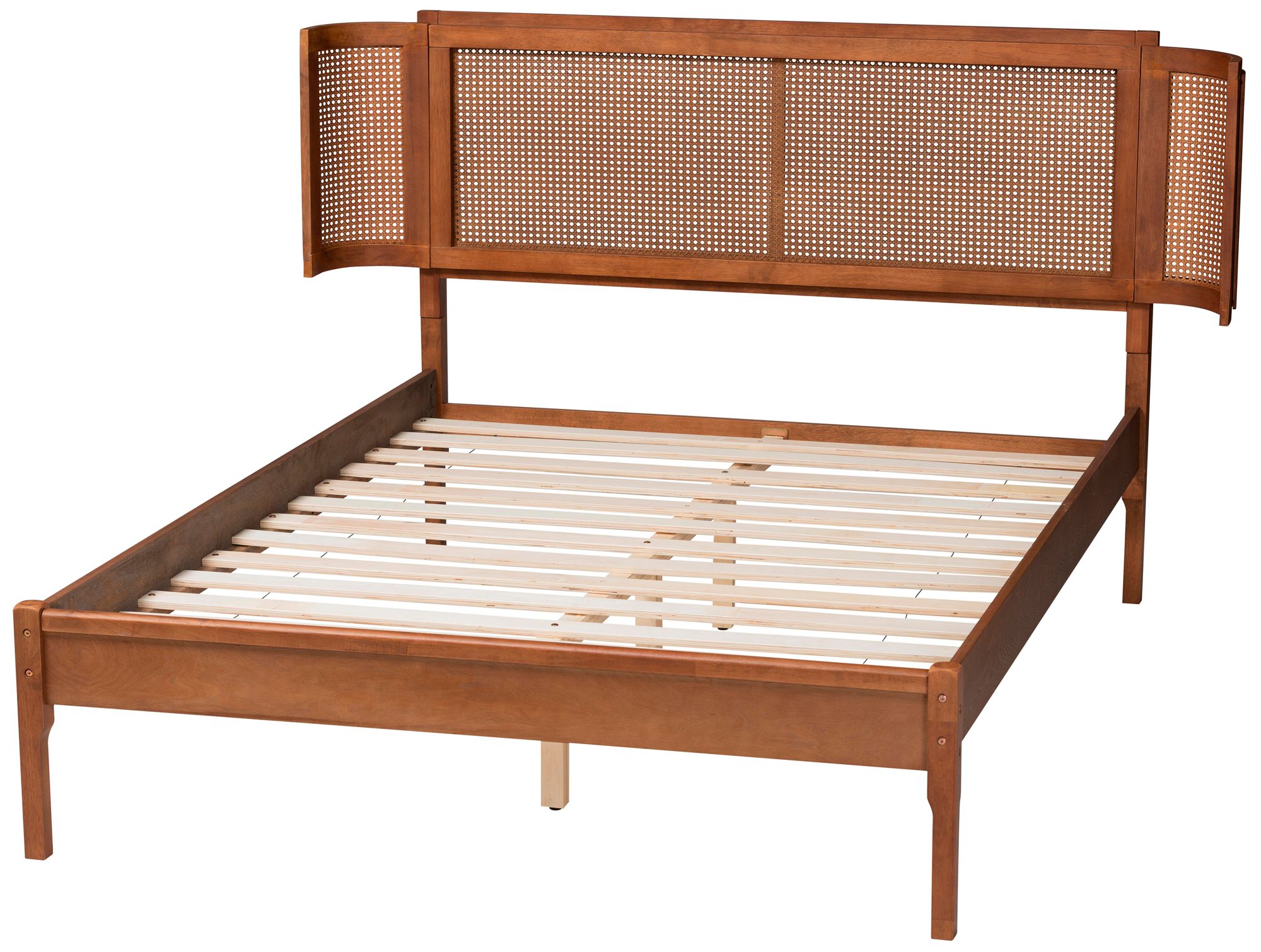 Eridian Walnut Brown Natural Rattan Platform Bed - #541G5 | Lamps Plus