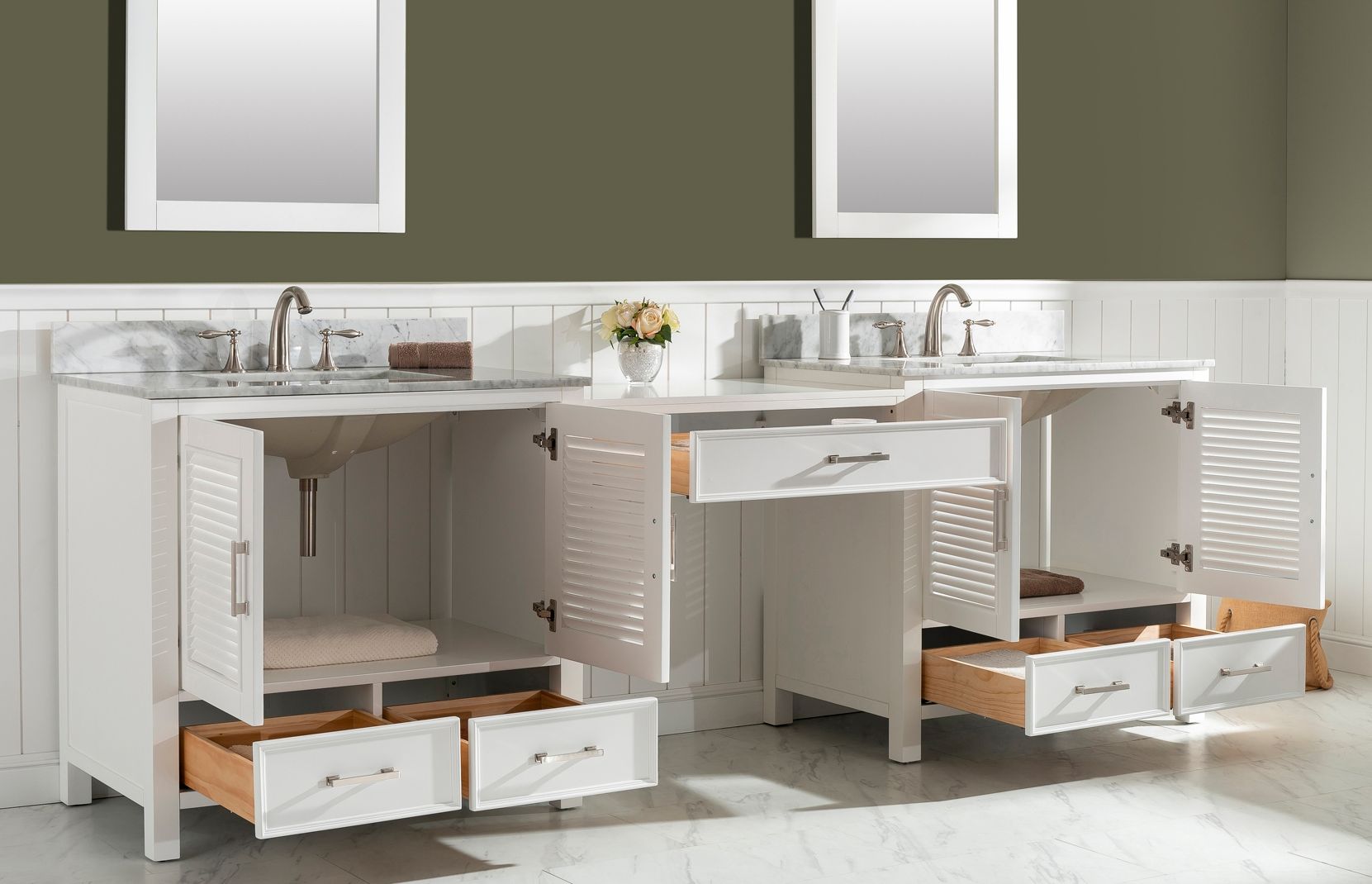Estate 102"W White Double Sink Bathroom Vanity Modular Set - #395H0 ...