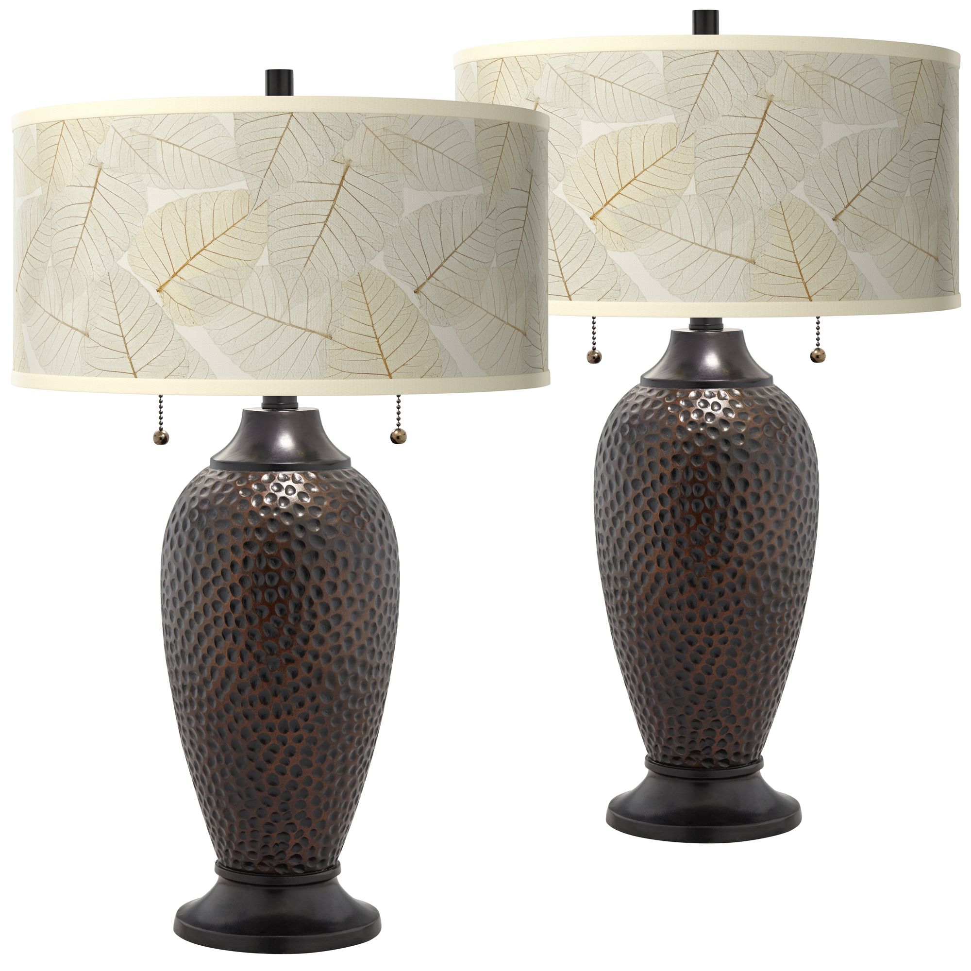 Fall Leaves Zoey Hammered Oil-Rubbed Bronze Table Lamps Set of 2 ...