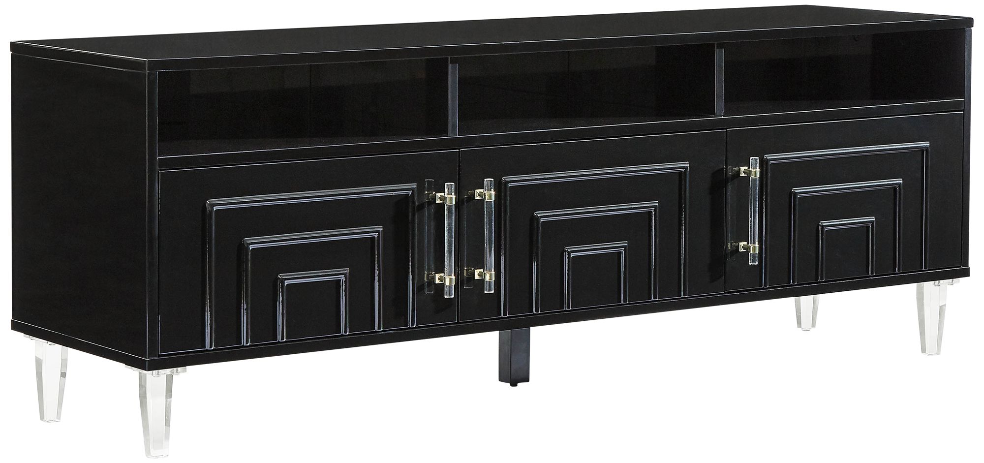 Famke 65" Wide Black Wood 3-Drawer Media Console - #990Y0 | Lamps Plus