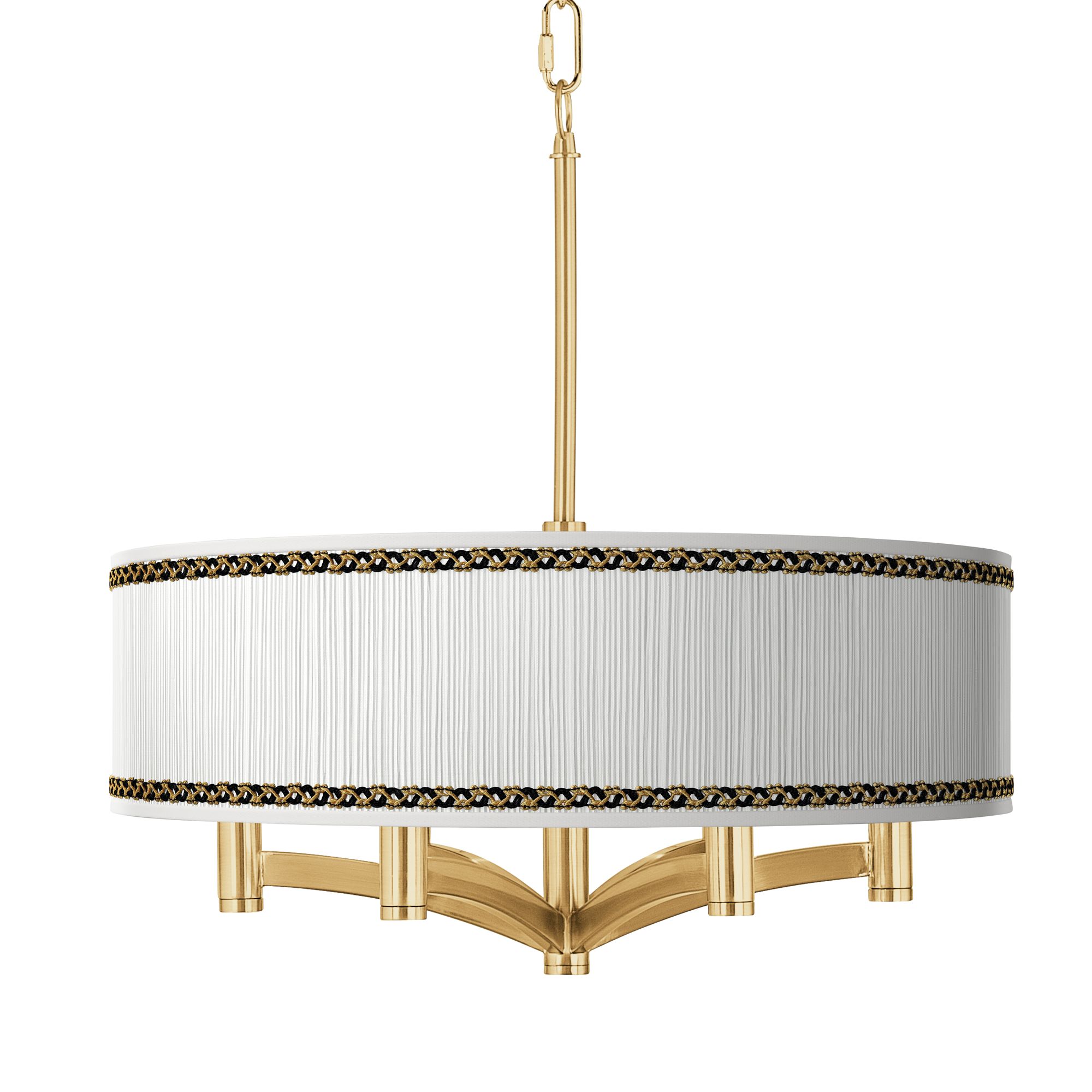 Faux Pleated Giclee Print Shade 20" Wide Gold Finish Shade Chandelier ...