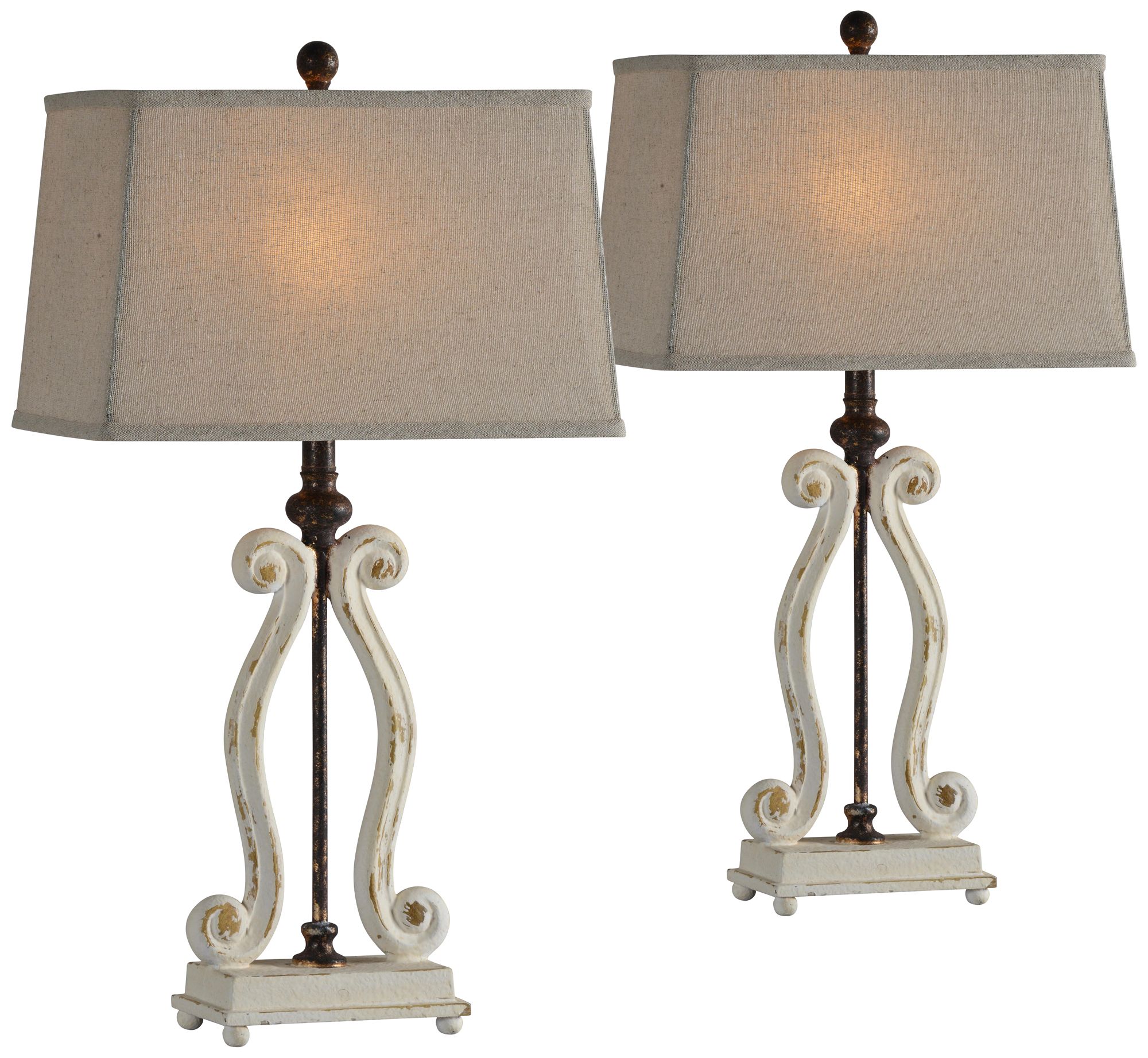 Forty West Alaina Cottage White Table Lamps Set of 2 - #577N0 | Lamps Plus