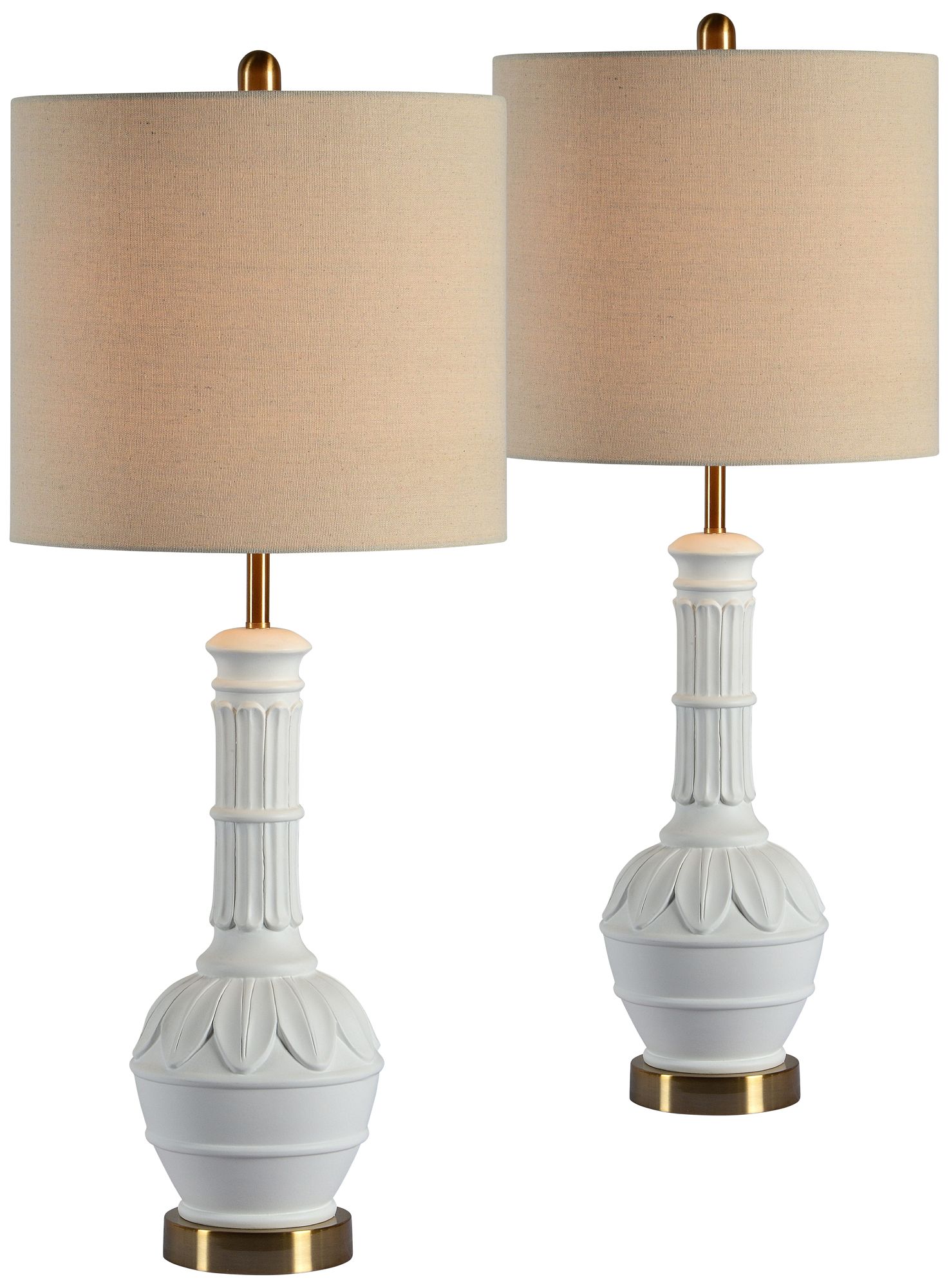 Forty West Crystal Matte White Table Lamps Set of 2 - #497P0 | Lamps Plus