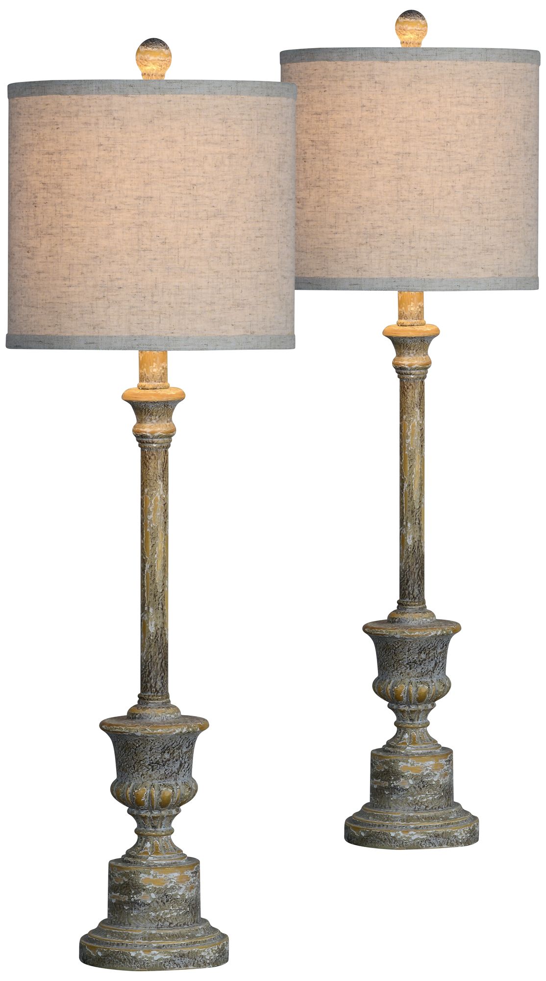 Forty West Kitty 32" Distressed Rich Gray Buffet Table Lamps Set of 2 ...