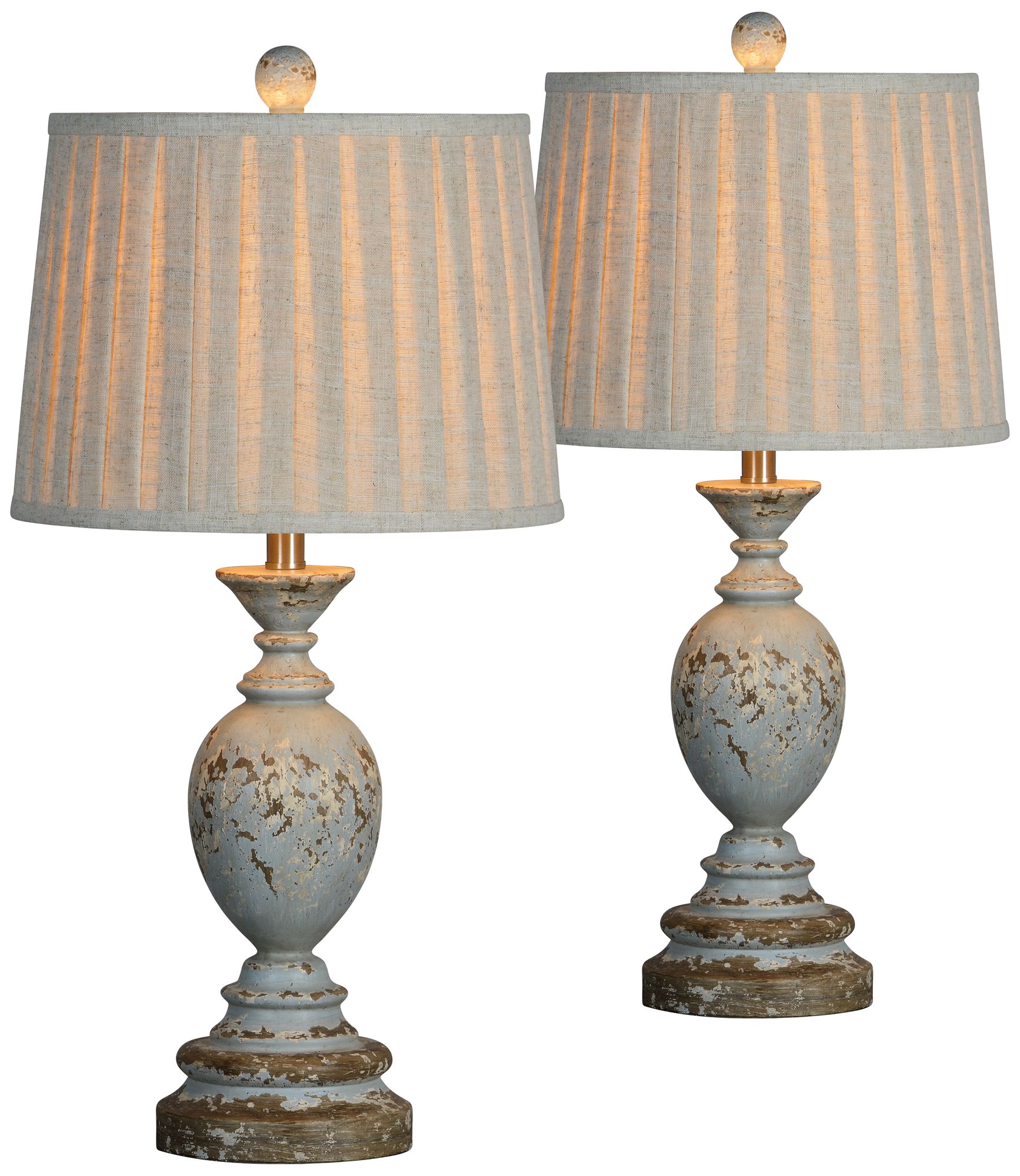 Forty West Pearl 28" High Weathered Rustic Blue Table Lamps Set of 2 ...