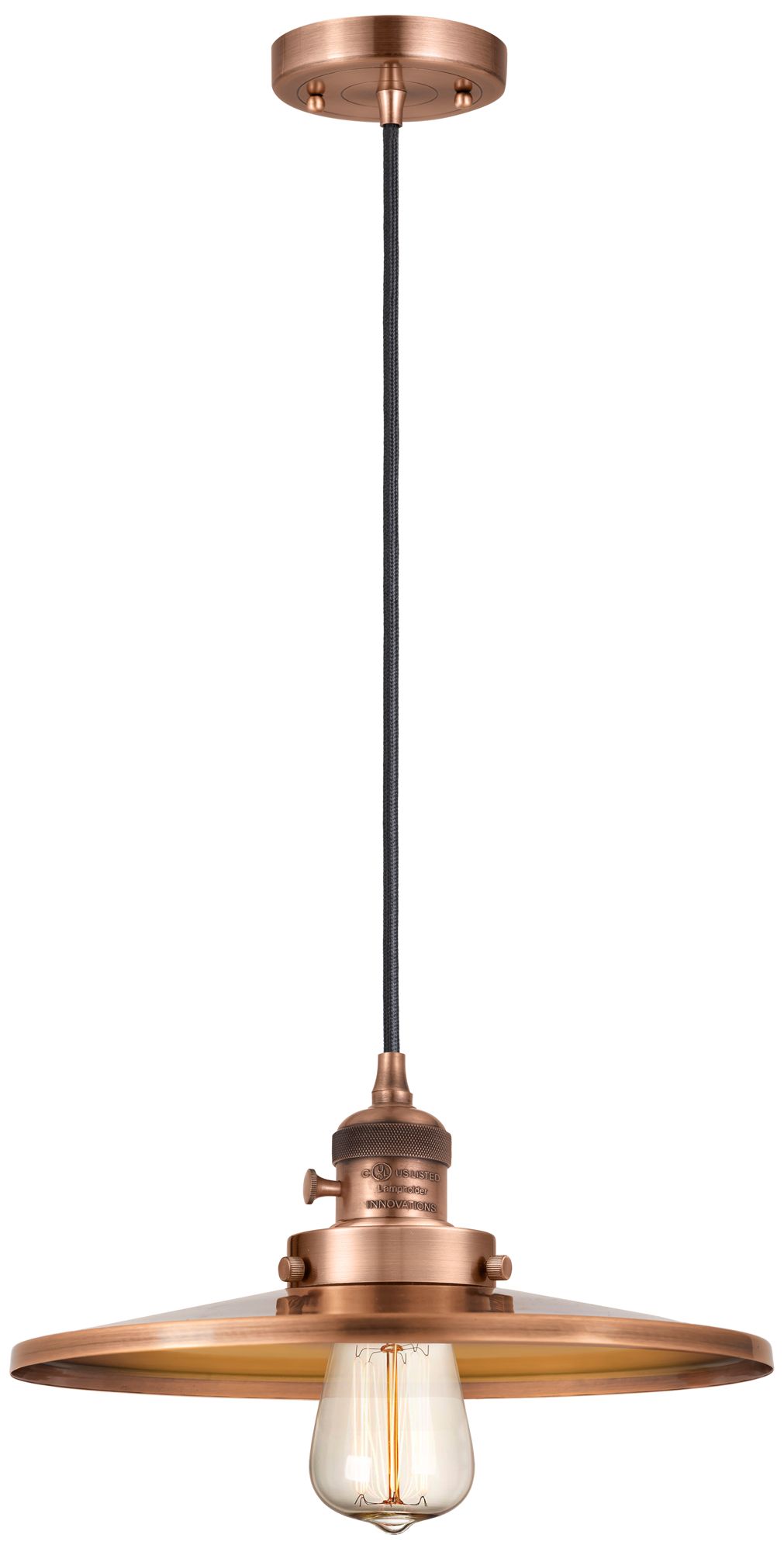 Franklin Appalachian 12" Wide Copper Corded Mini Pendant w/ Copper Sha ...