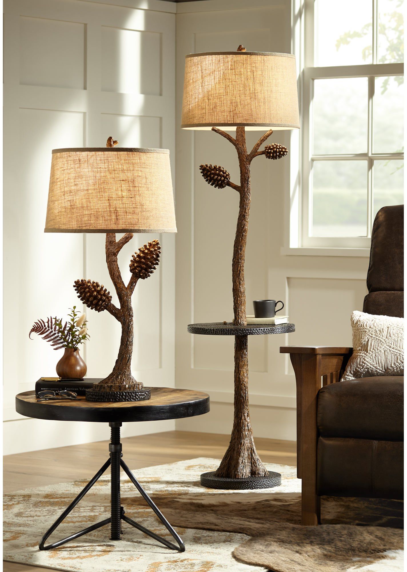 Franklin Iron Works 67" Tree Trunk Tray Table Floor Lamp - #65E42 ...