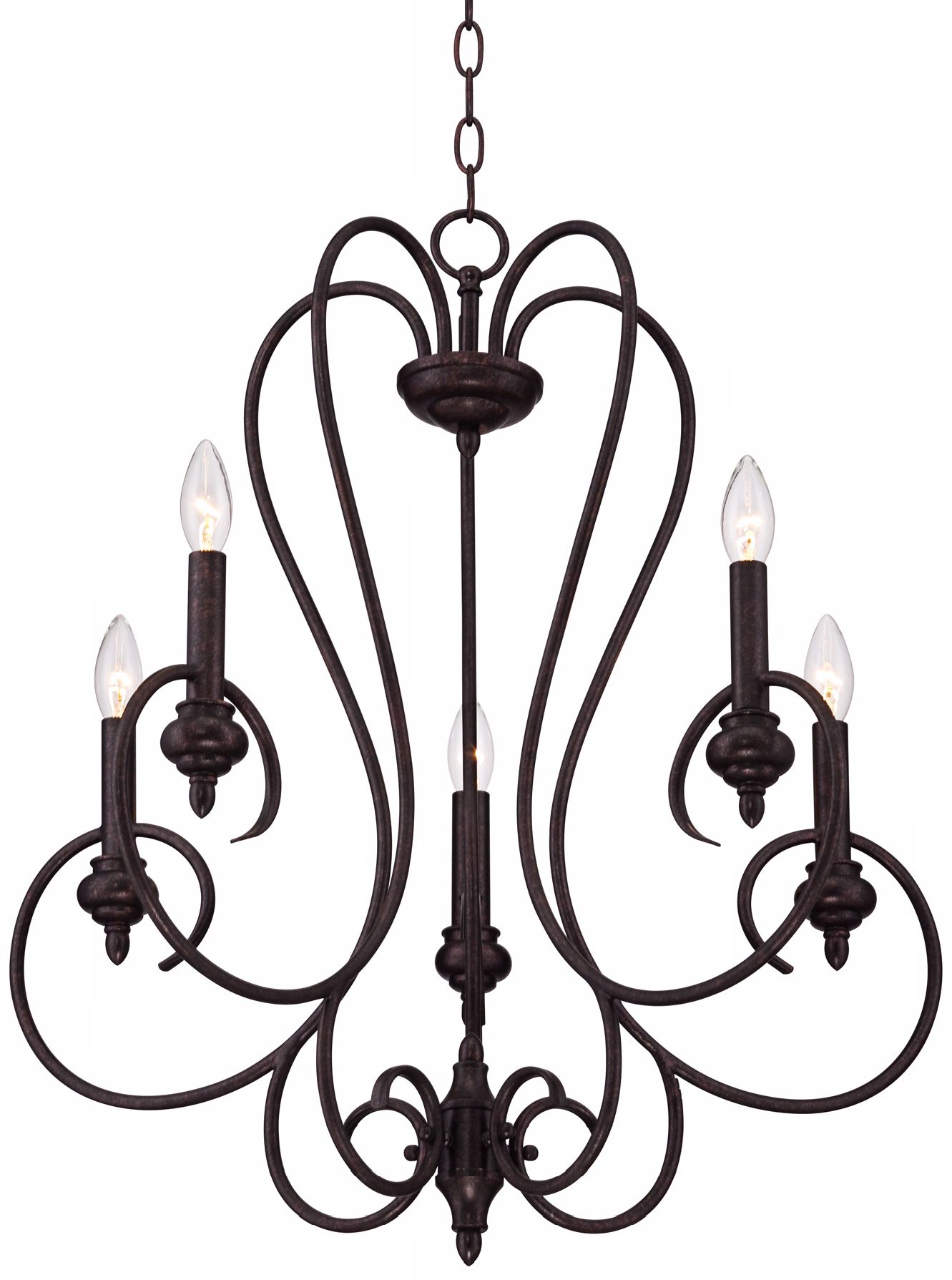 Franklin Iron Works Channing 24 1/2" Bronze 5-Light Scroll Chandelier ...