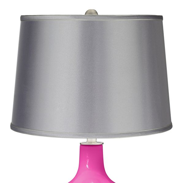 Fuchsia - Satin Light Gray Shade Ovo Table Lamp - #28R85 | Lamps Plus