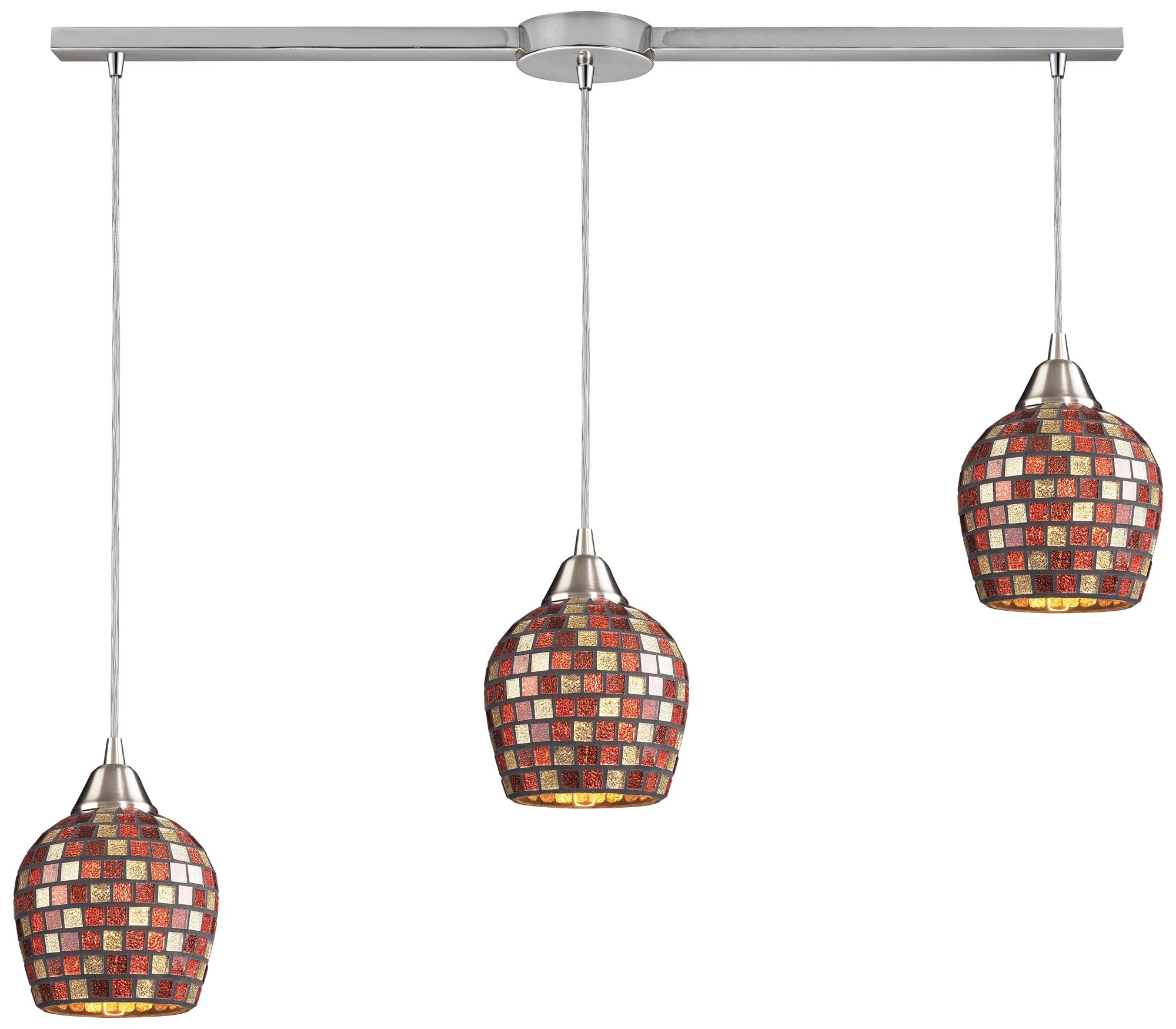 Fusion 36" Wide 3-Light Multi Pendant - Satin Nickel - #3957D | Lamps Plus