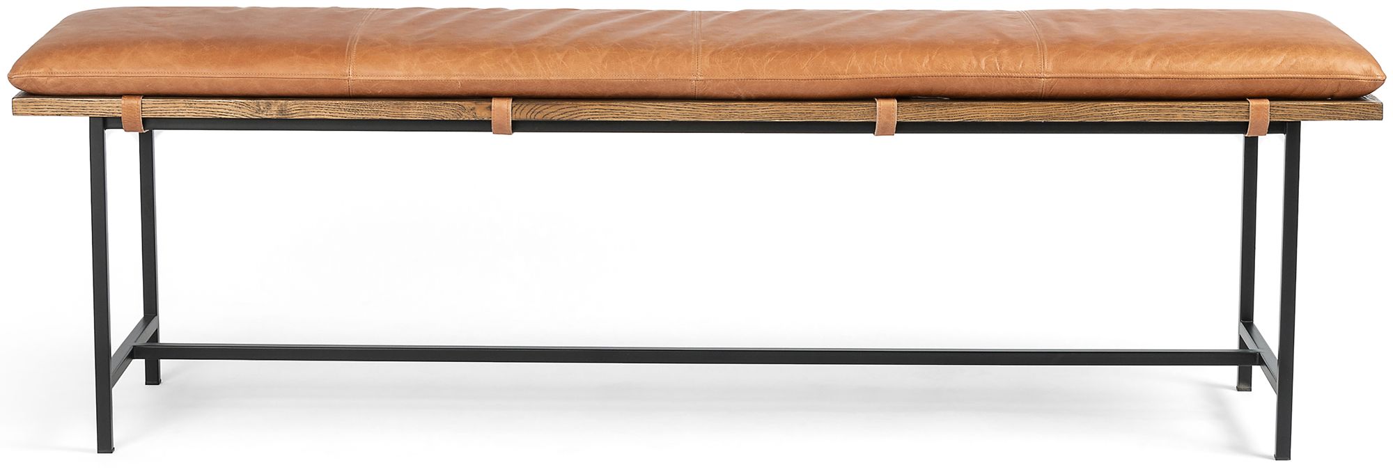Gabine 72" Wide Brandy Leather and Nettlewood Dining Bench - #97N52 ...