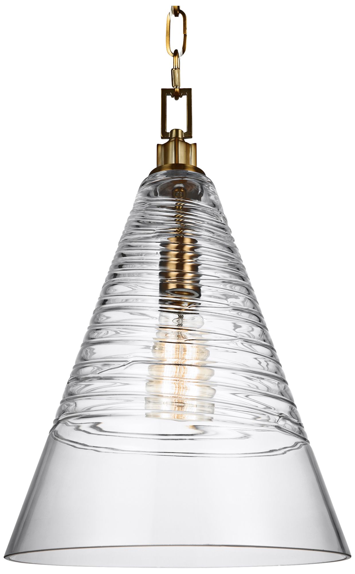Generation Lighting Elmore 11 3/4" Brass and Glass Cone Mini Pendant ...