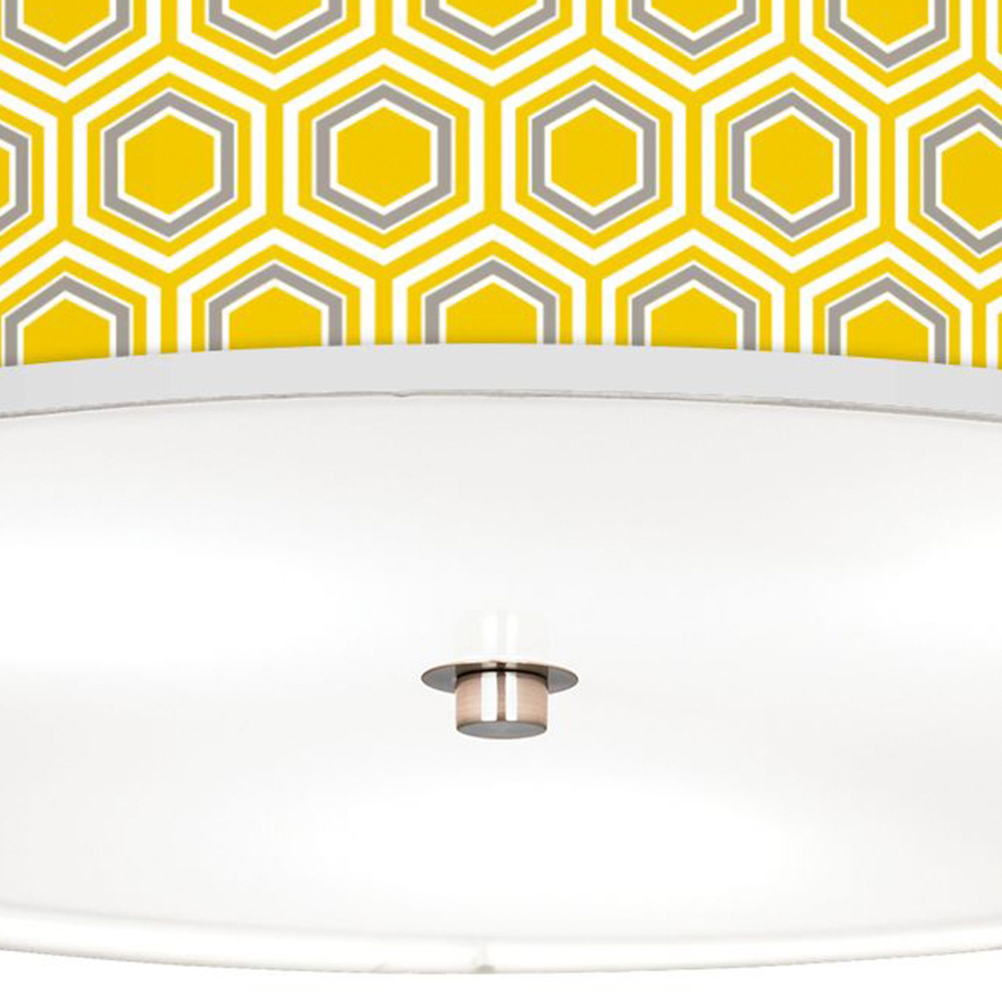 Brushed Nickel Yellow Honeycomb Flush Mount Light - #27M89 | Lamps Plus