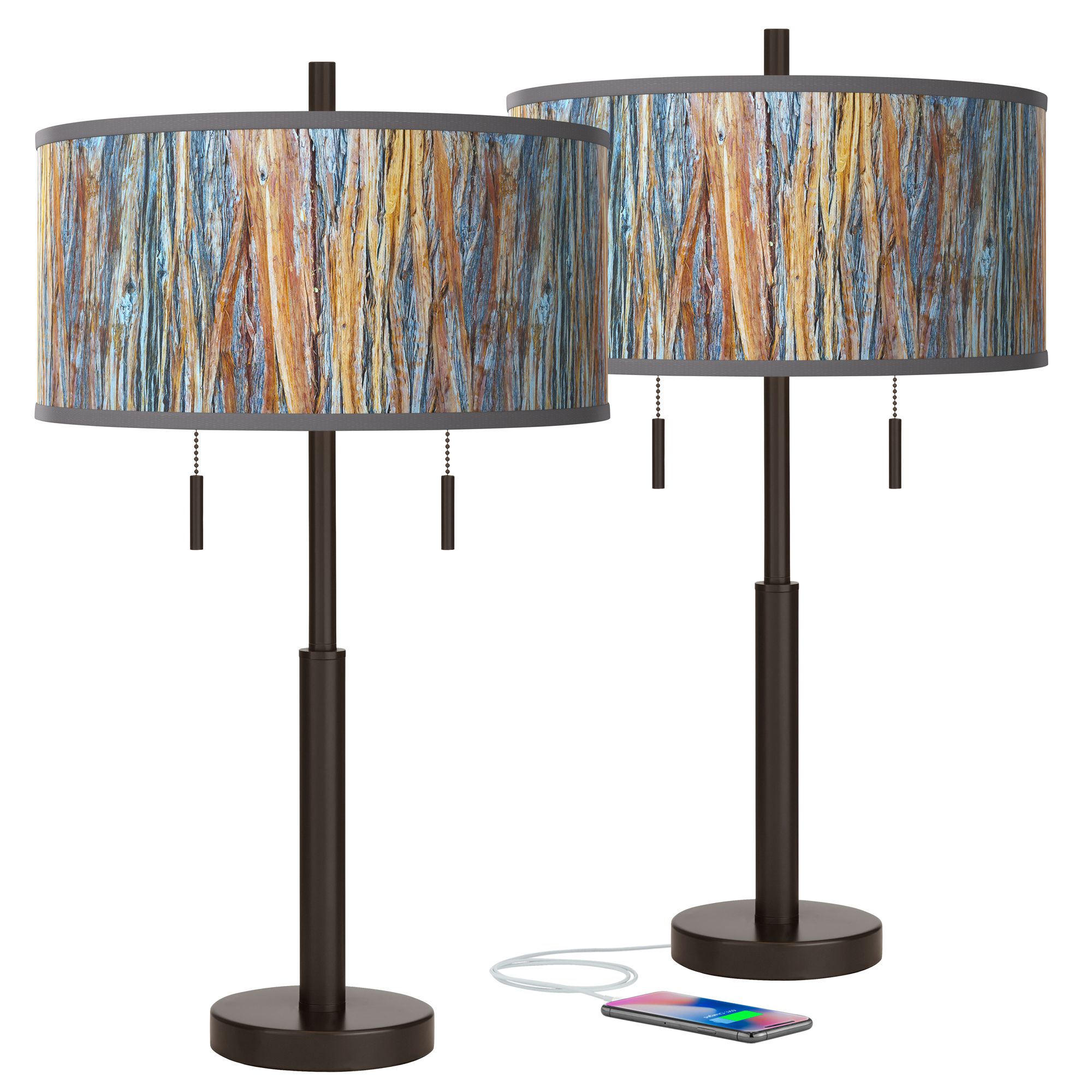 Giclee Glow Robbie 25 1/2" Striking Bark Shade USB Lamps Set of 2 ...