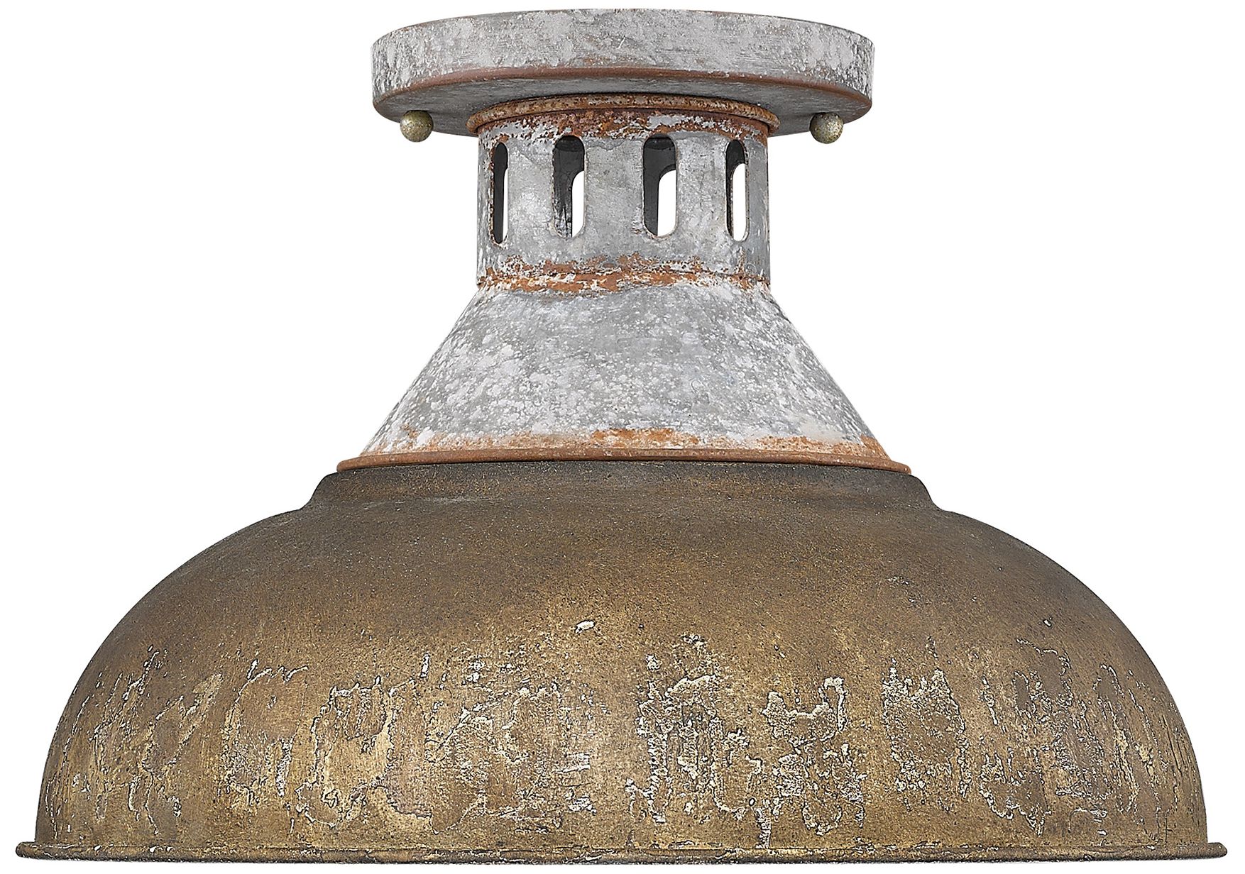 Golden Lighting Kinsley 14" Galvanized Antique Rust Ceiling Light ...