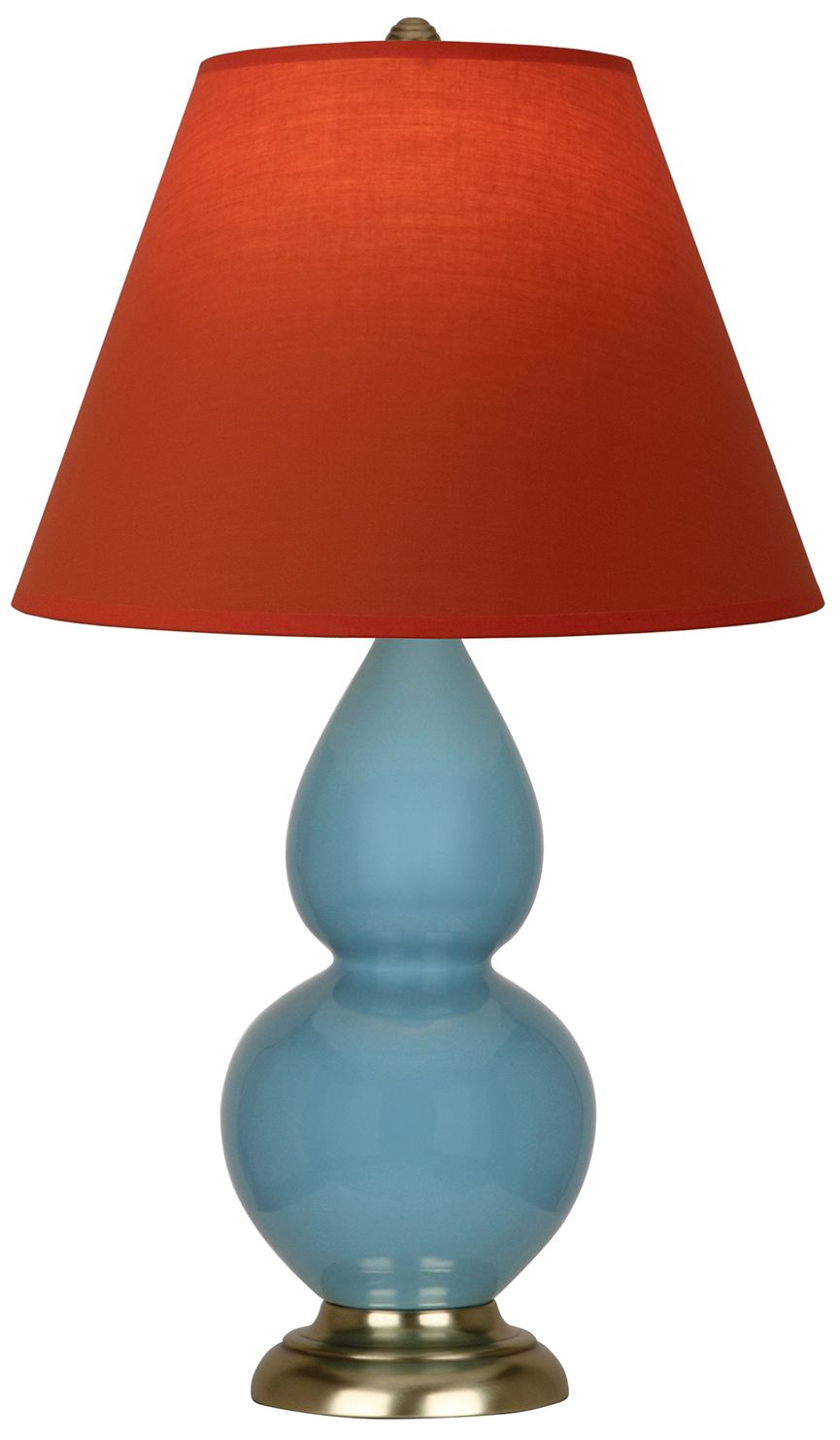 Gourd 23"H Steel Blue & Brass Lamp w/Tangerine & Taupe Made to Order ...