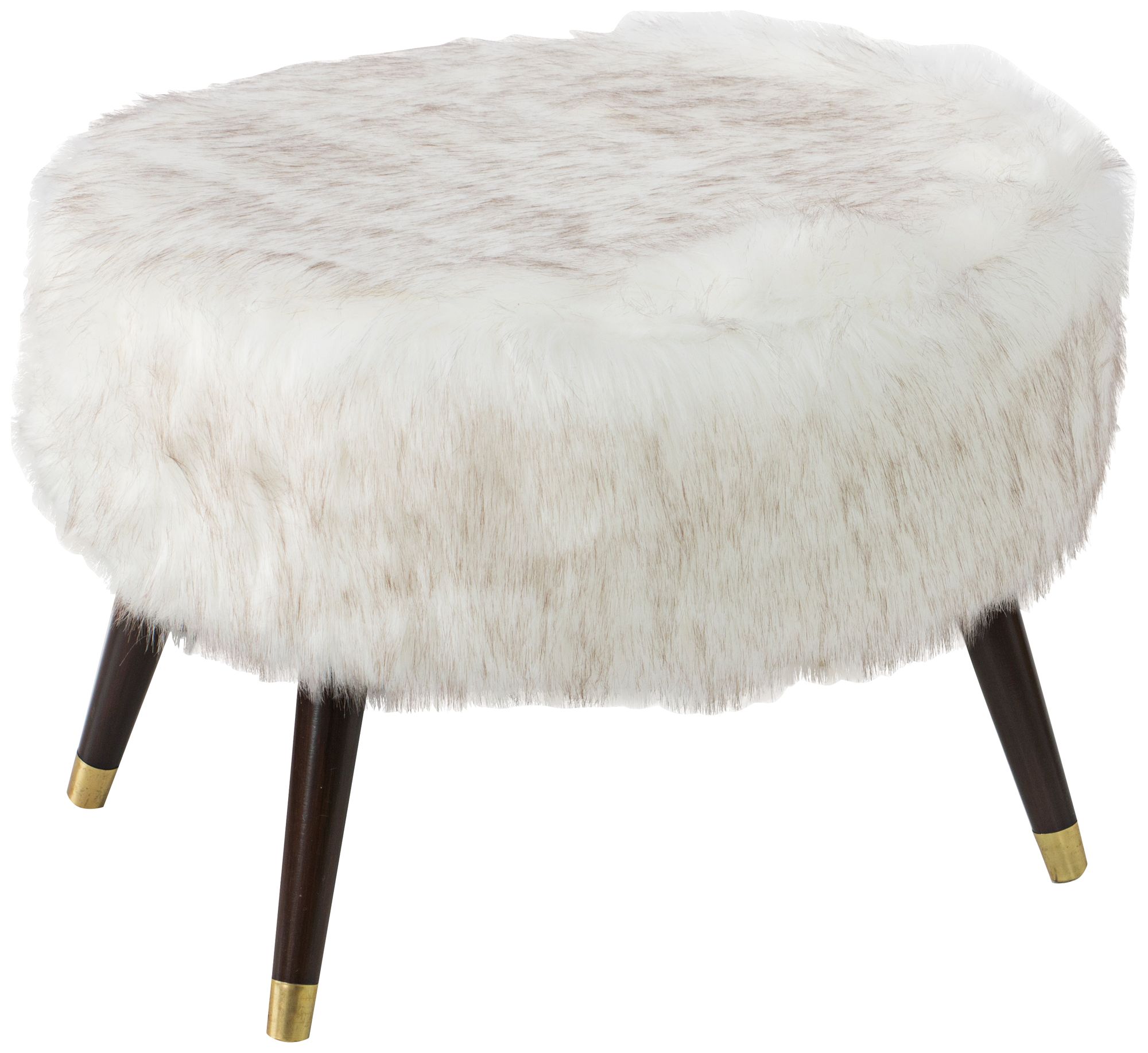 Greuvee White Faux Fox Fur Oval Ottoman - #9M062 | Lamps Plus