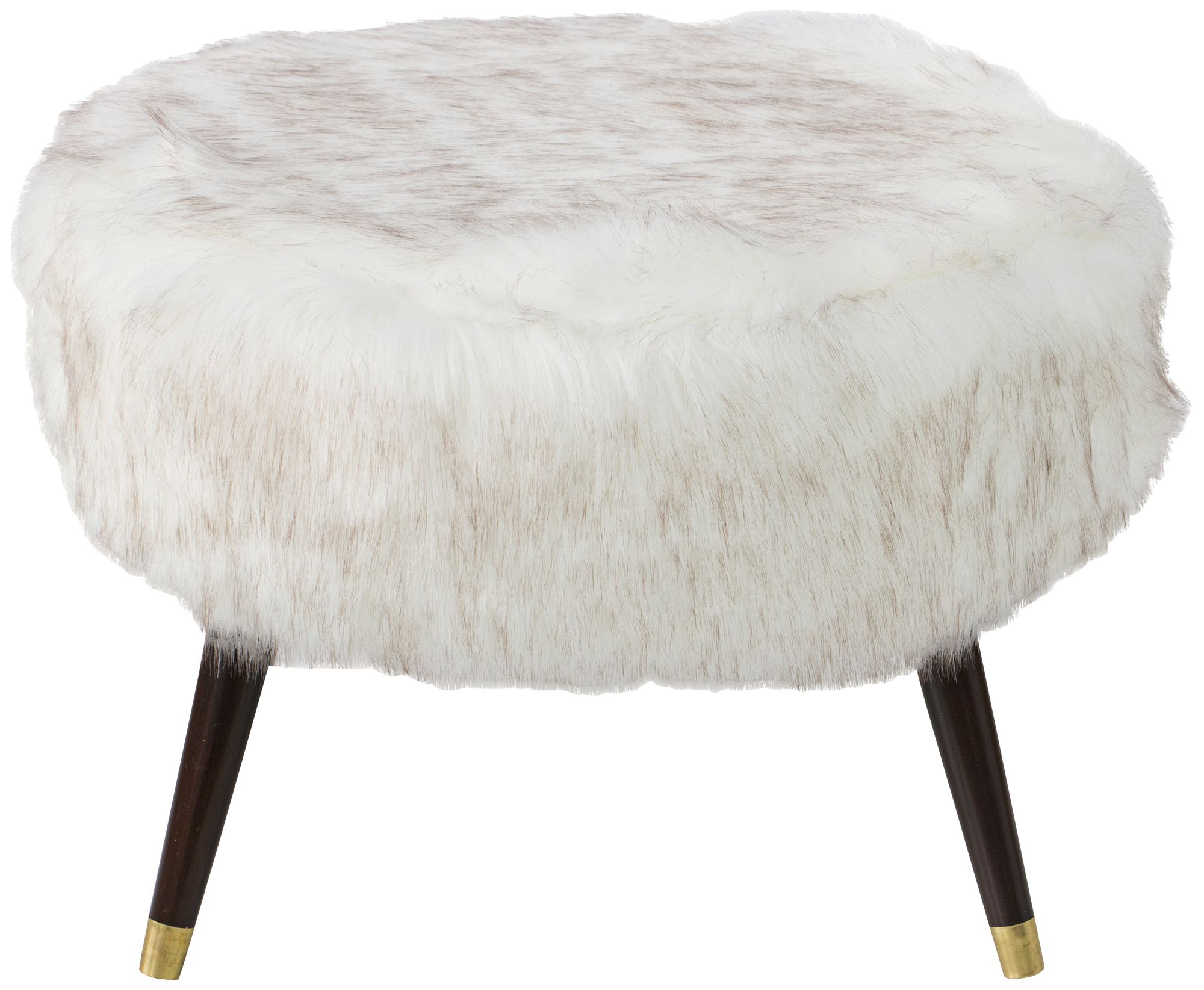 Greuvee White Faux Fox Fur Oval Ottoman - #9M062 | Lamps Plus