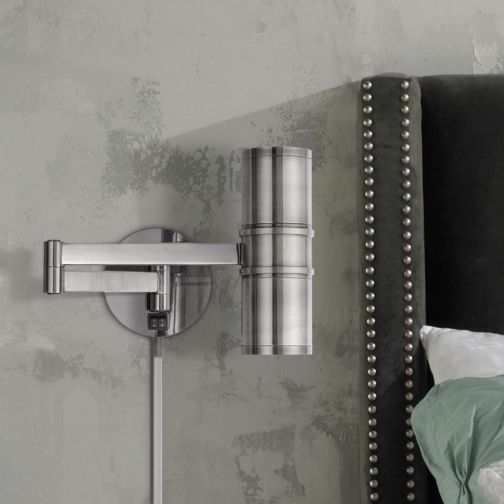 Gun Metal LED Plug-In Swing Arm Wall Lamp with Night Light - #96A19 ...