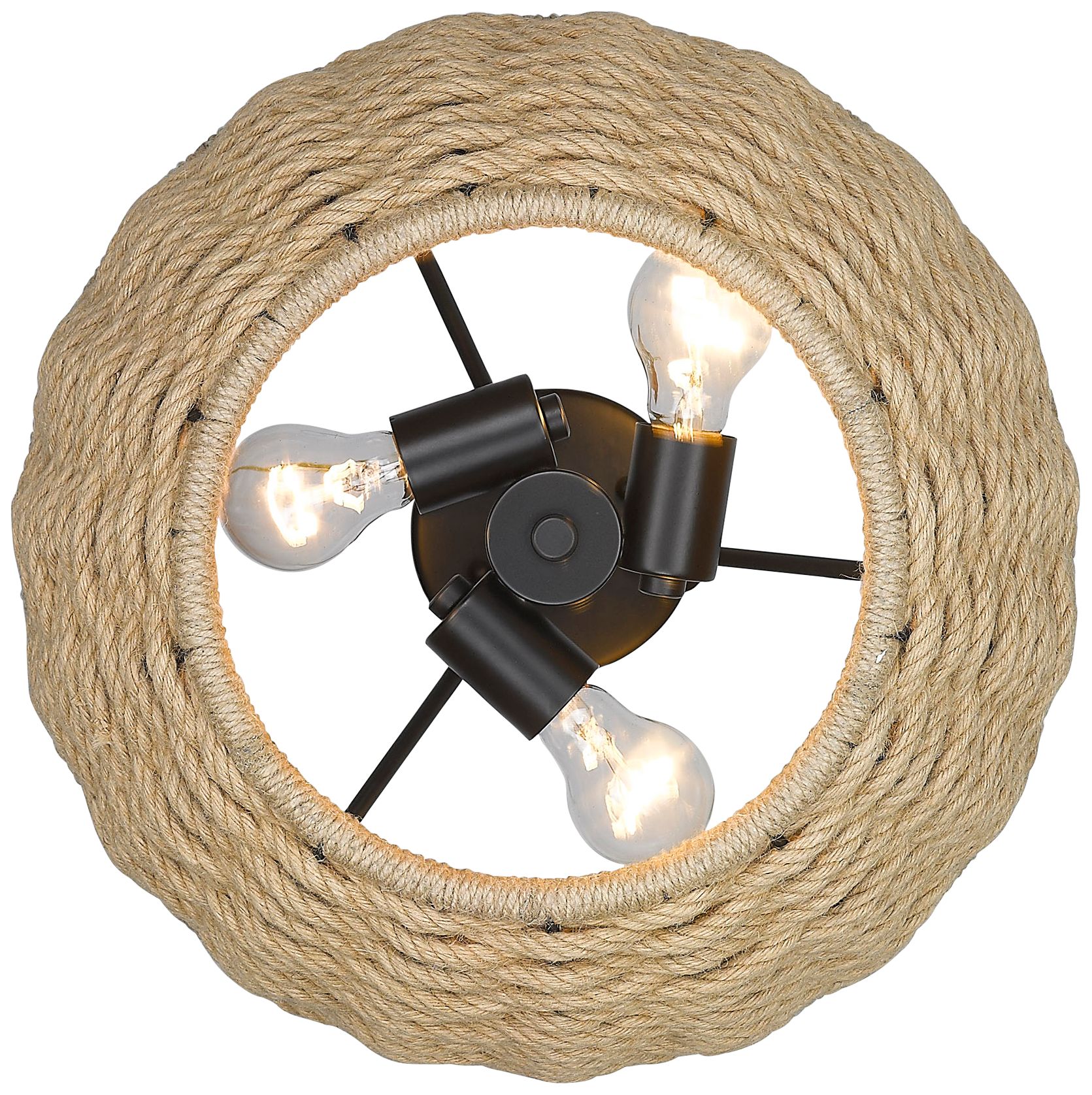 Hathaway 16 1/4" Wide Woven Hemp Rope Ceiling Light - #98G93 | Lamps Plus