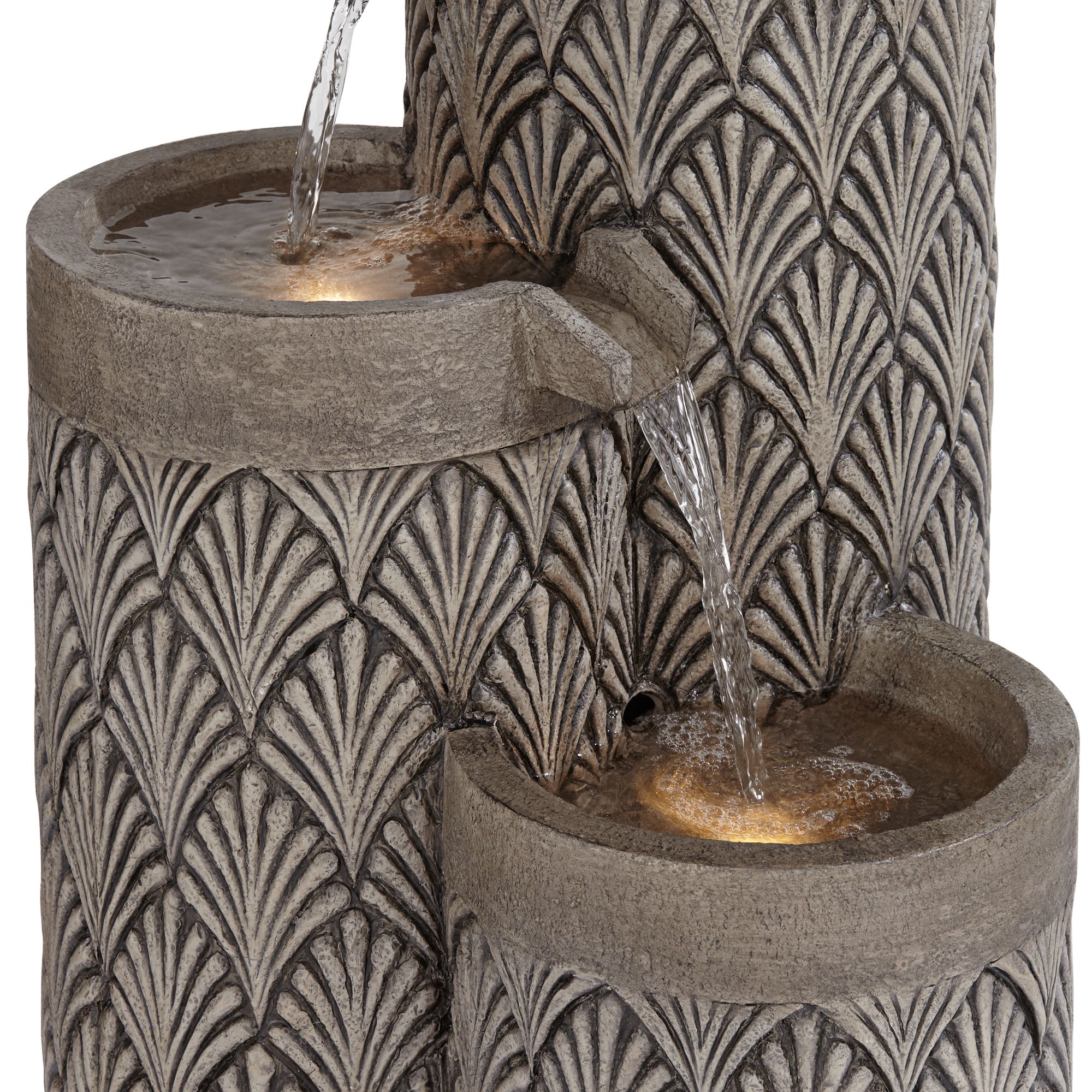 Havara 26"H Gray Stone 3-Tier Outdoor LED Floor Fountain - #821G2 ...