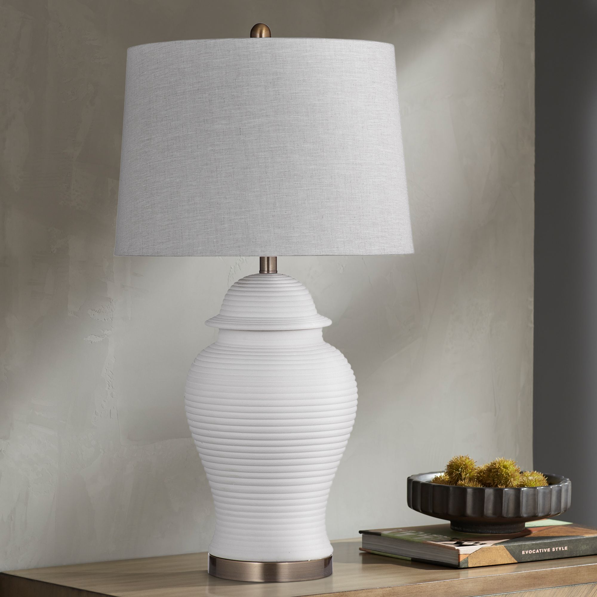 Hawkesbury White Ribbed Ceramic Table Lamp - #108K3 | Lamps Plus