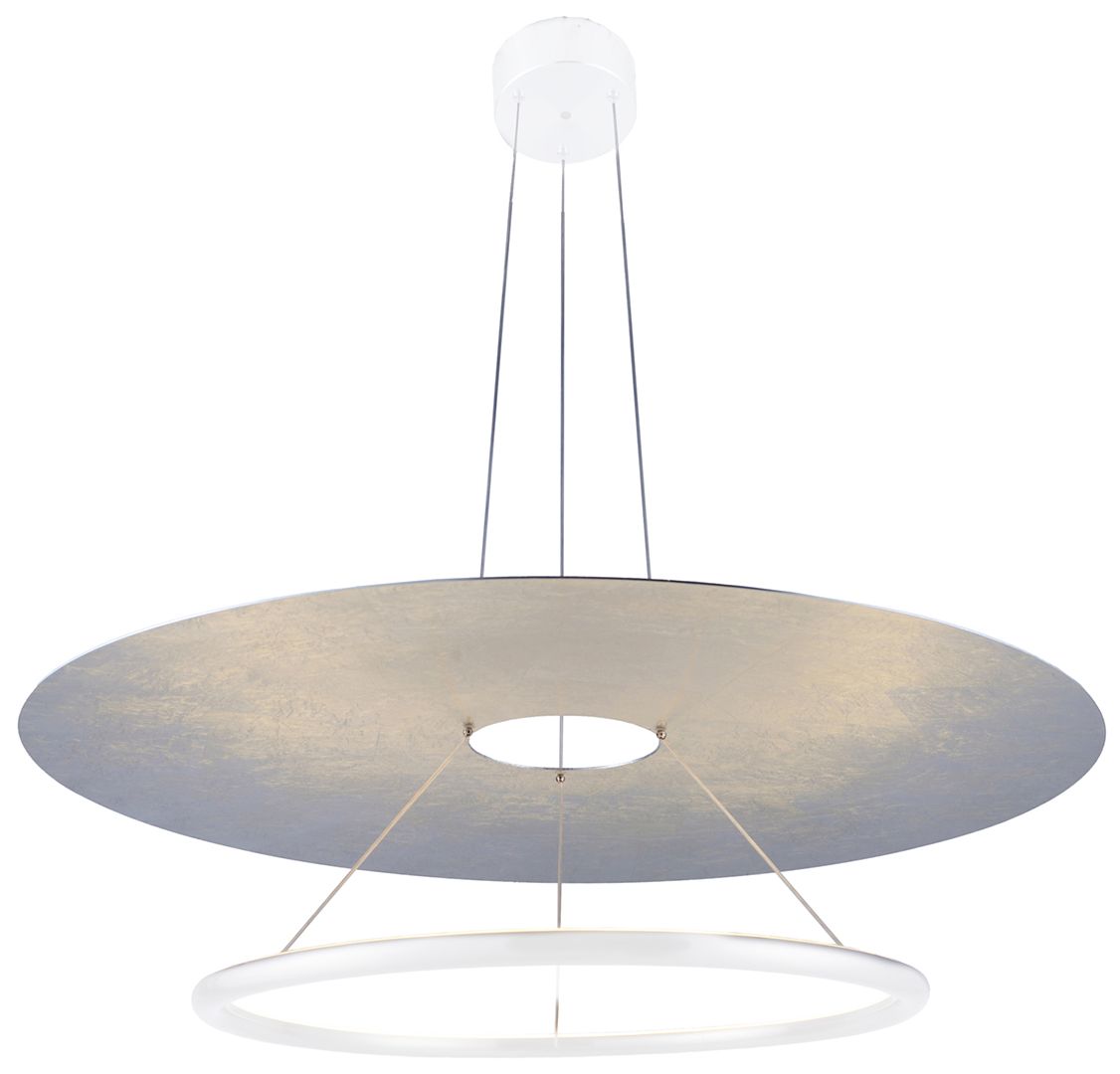 Helio LED Reflected Pendant - Matte White & Silver Leaf Reflector ...