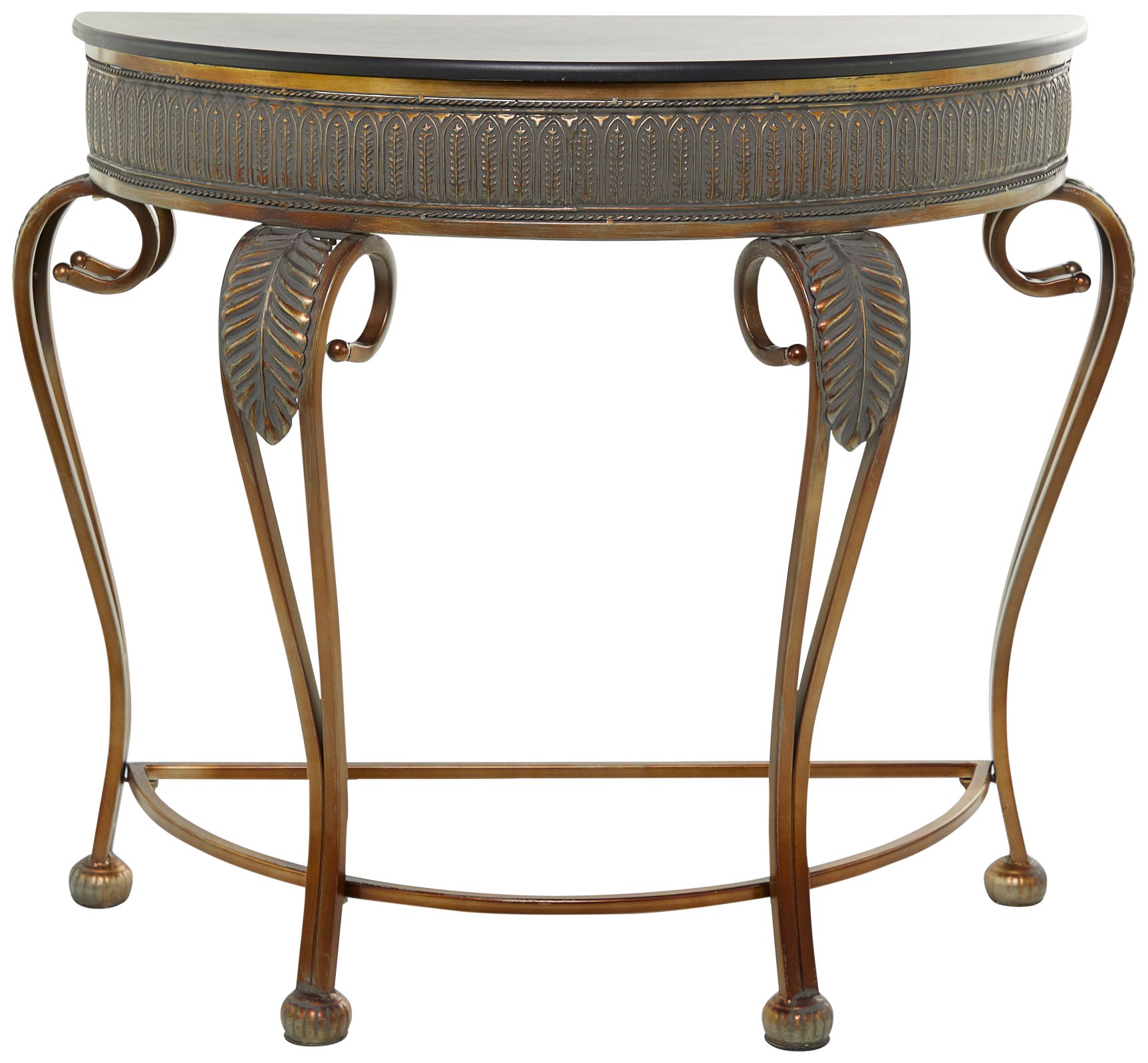 Hensley 41" Wide Gold Metal Embossed Leaf Console Table - #6502A ...