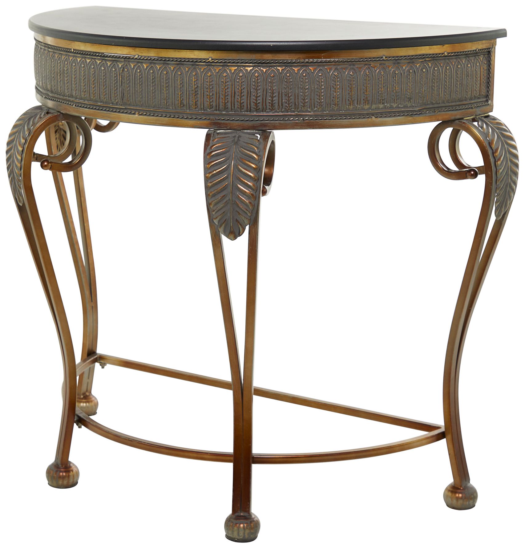 Hensley 41" Wide Gold Metal Embossed Leaf Console Table - #6502A ...