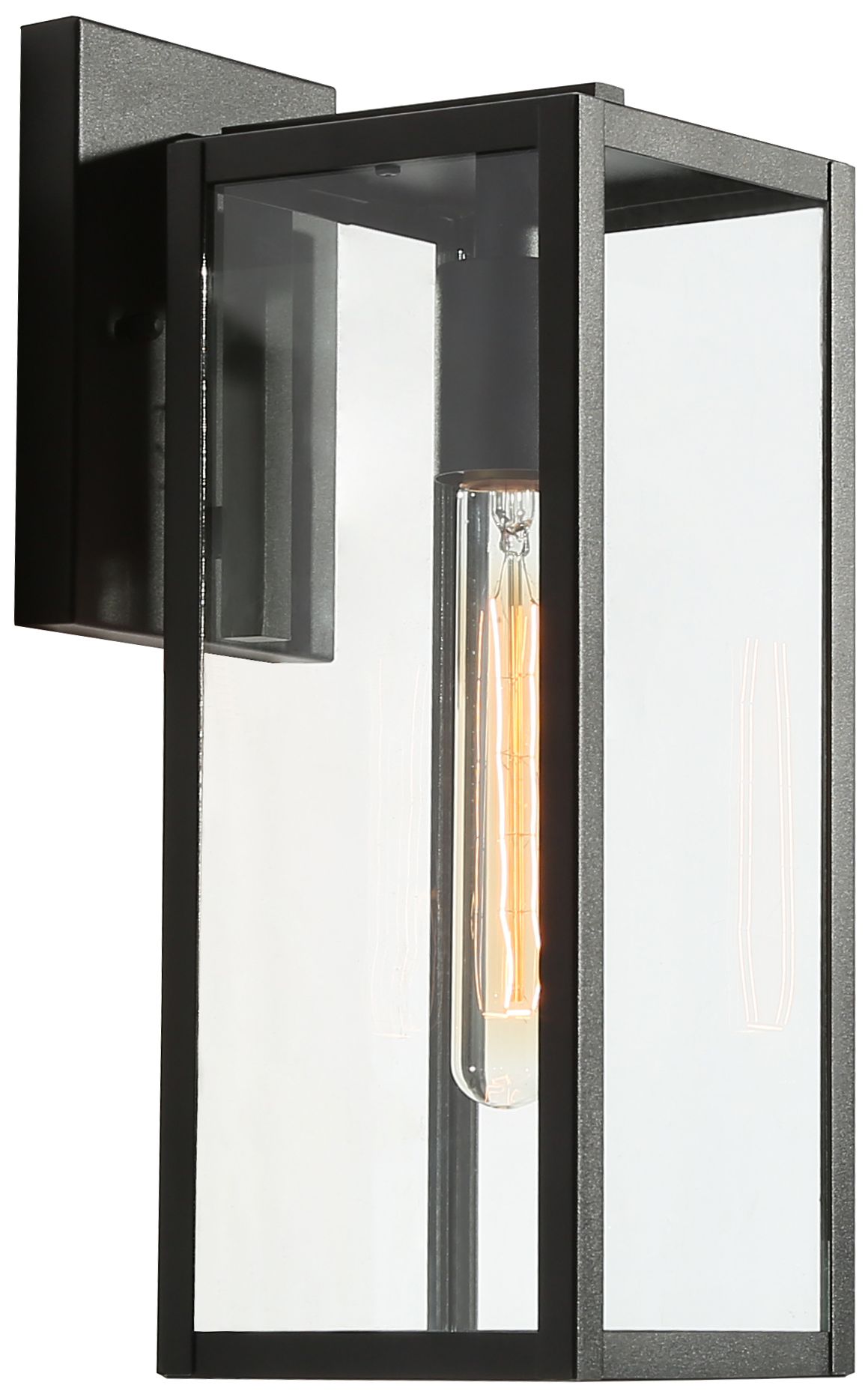 HomeAngel Theoa 14 1/4" High Black and Glass Rectangular Outdoor Light ...